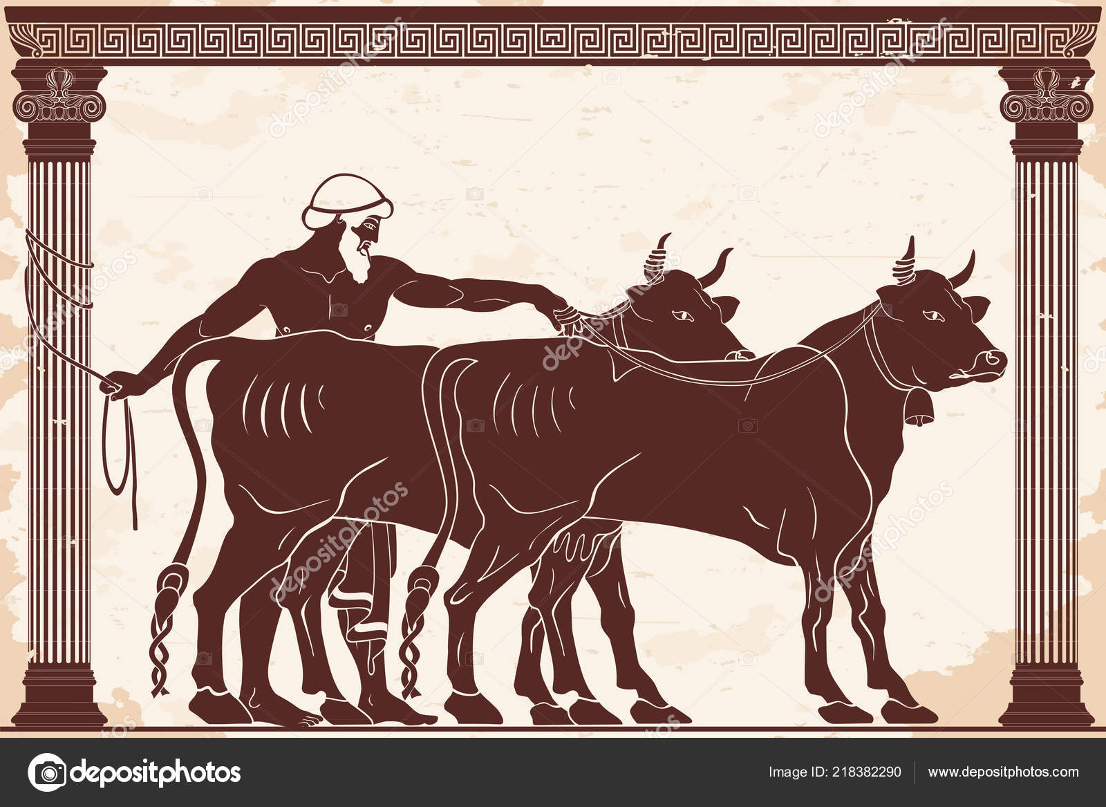 Hercules kidnaps herd of Gerion. Stock Vector Image by ©migfoto #218382290