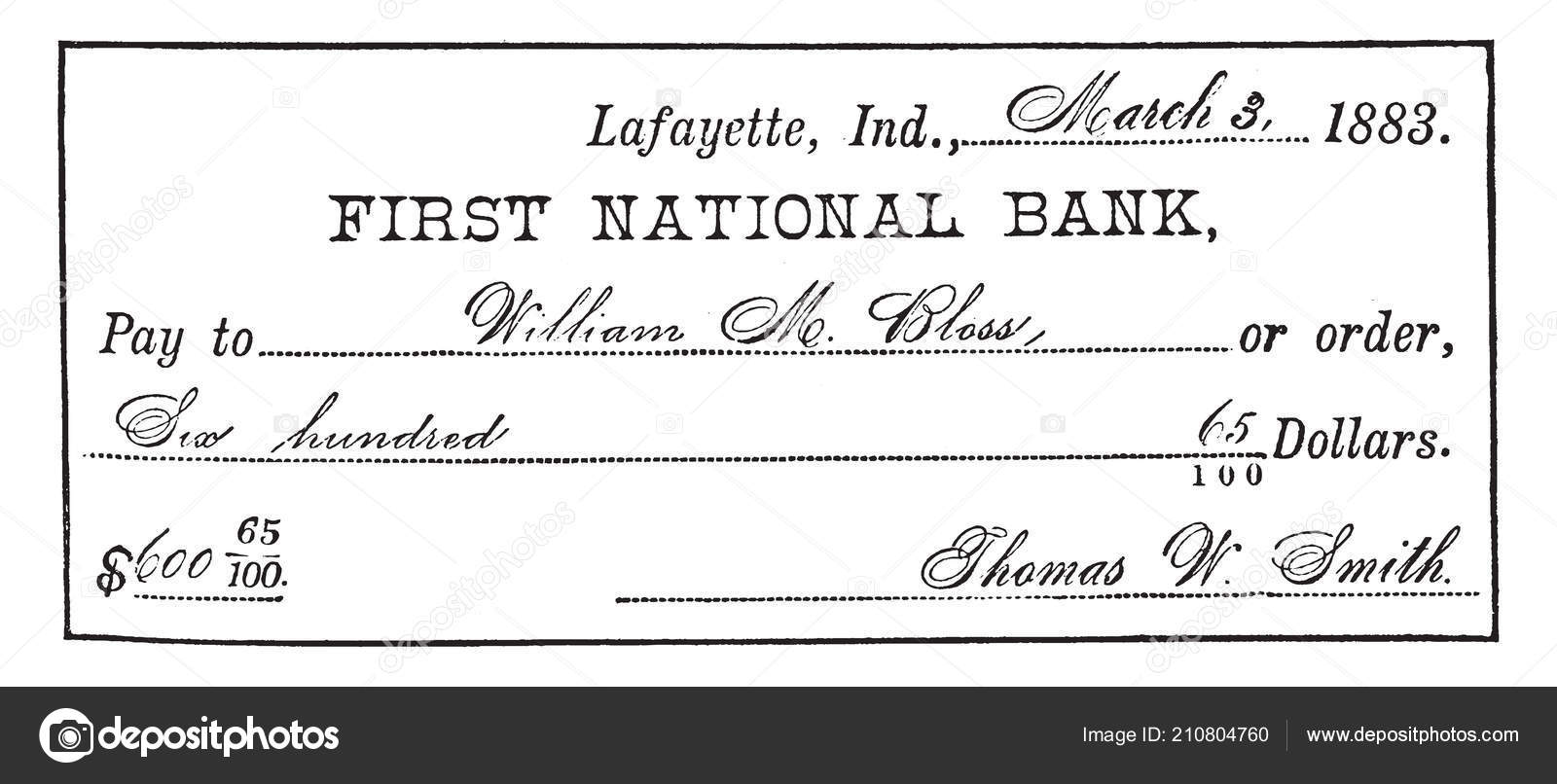 Illustration Represents Check 600 Vintage Line Drawing Engraving ...