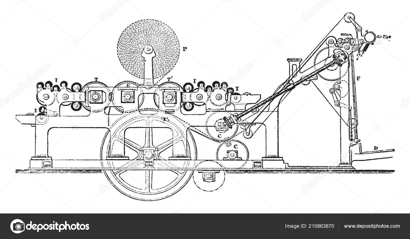 Illustration Represents Function Web Machine Printing Press Vintage ...