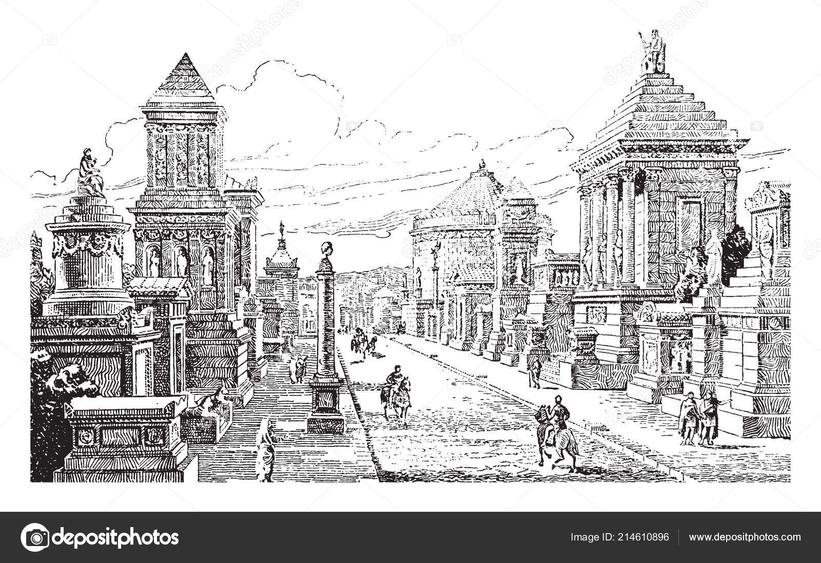 Appian Way Tombs Rome Appian Way One Earliest Strategically Most Stock ...