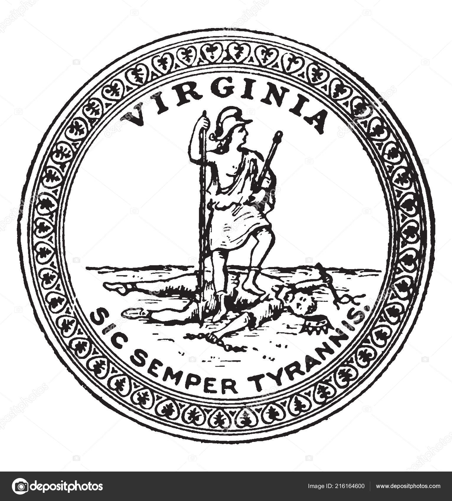 Seal Virginia Circle Shape Seal Has Standing Goddess Has Kept Stock ...