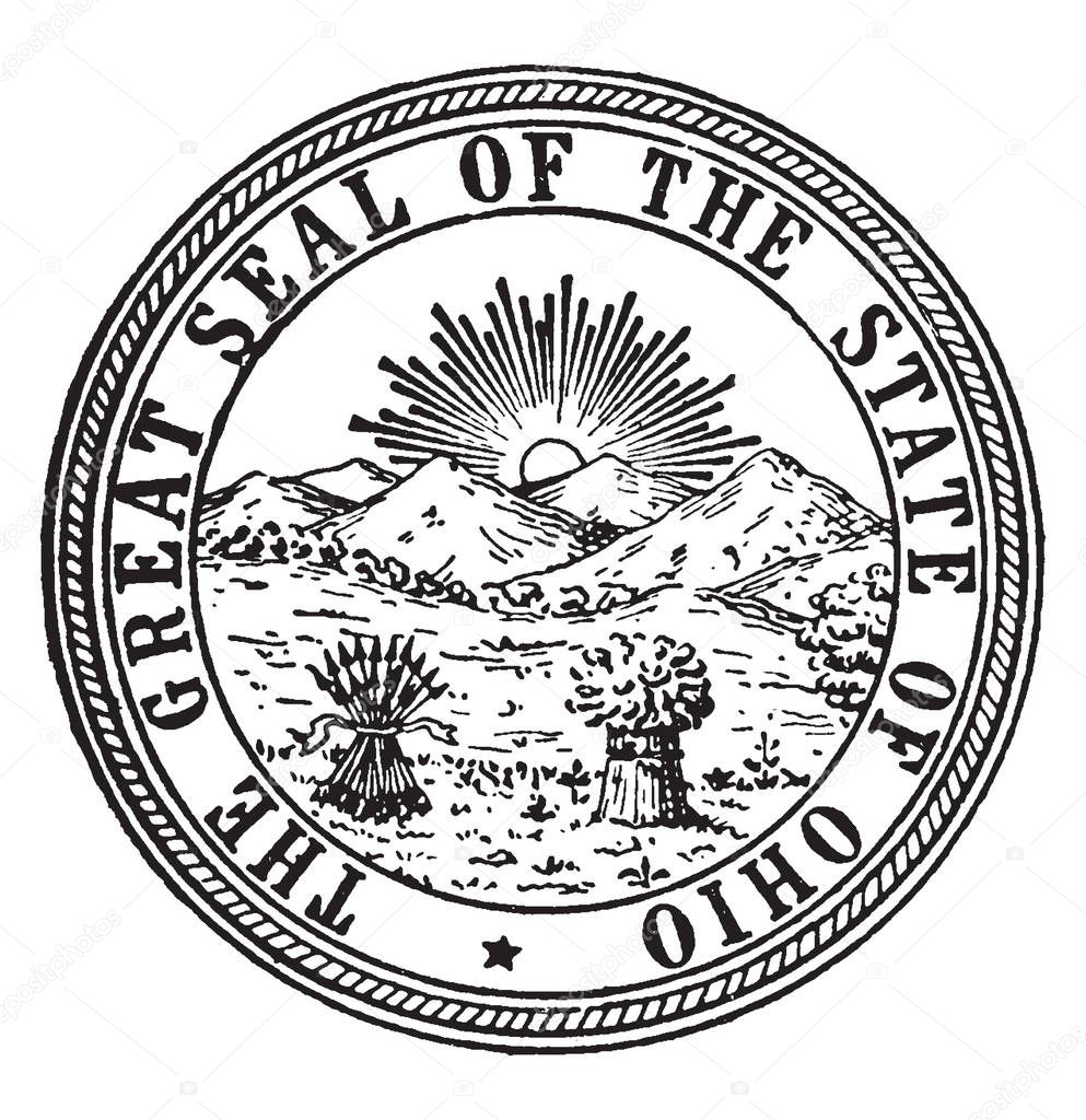 El Gran Sello del Estado de Ohio, este sello en forma de círculo tiene ...