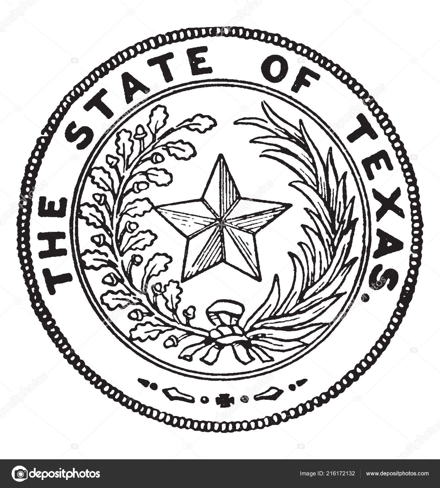 Seal Texas Circle Shape Seal Has Star Five Points Center — Stock Vector ...