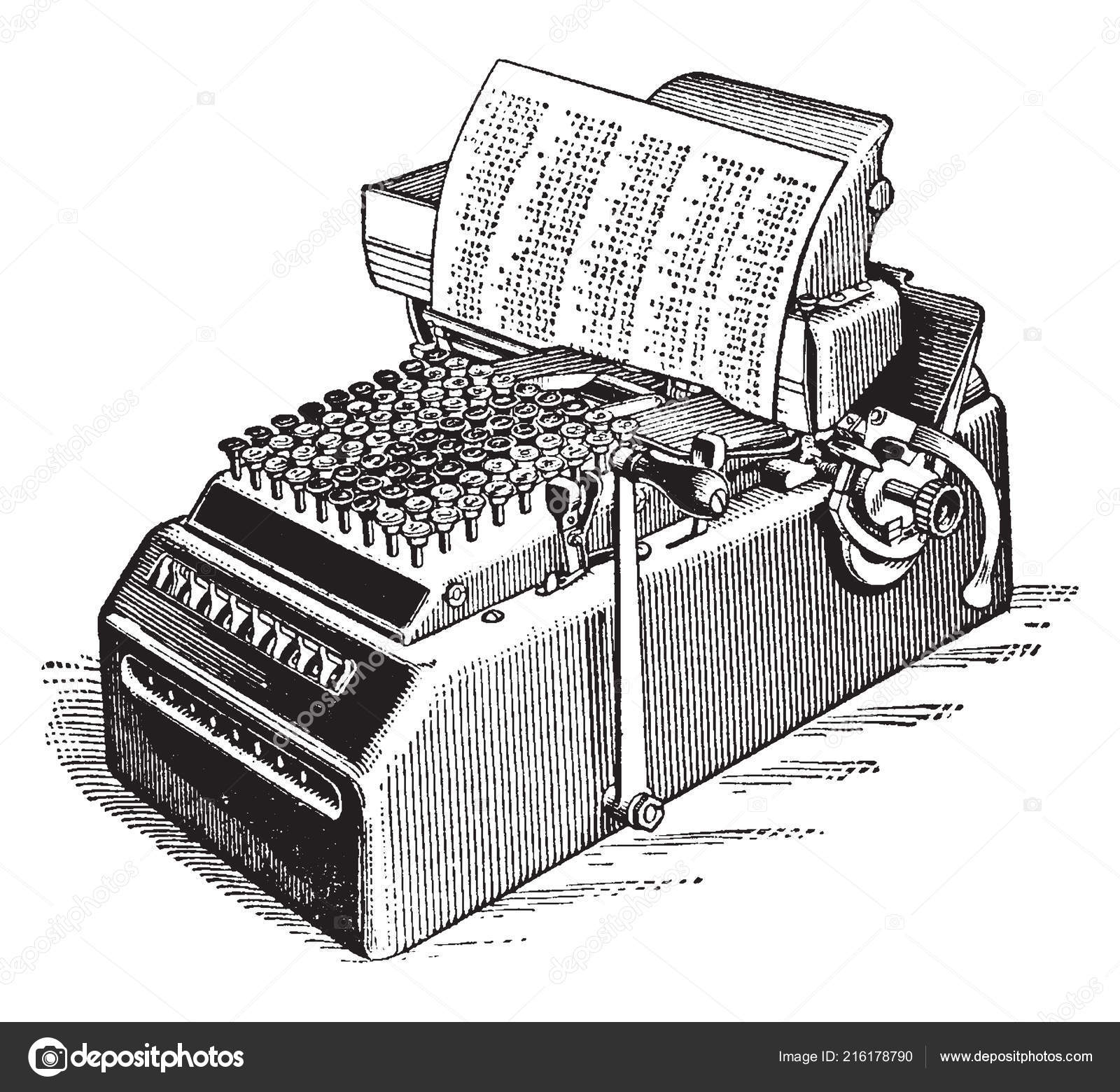 Illustration Represents Calculating Machine Which Used Calculations ...