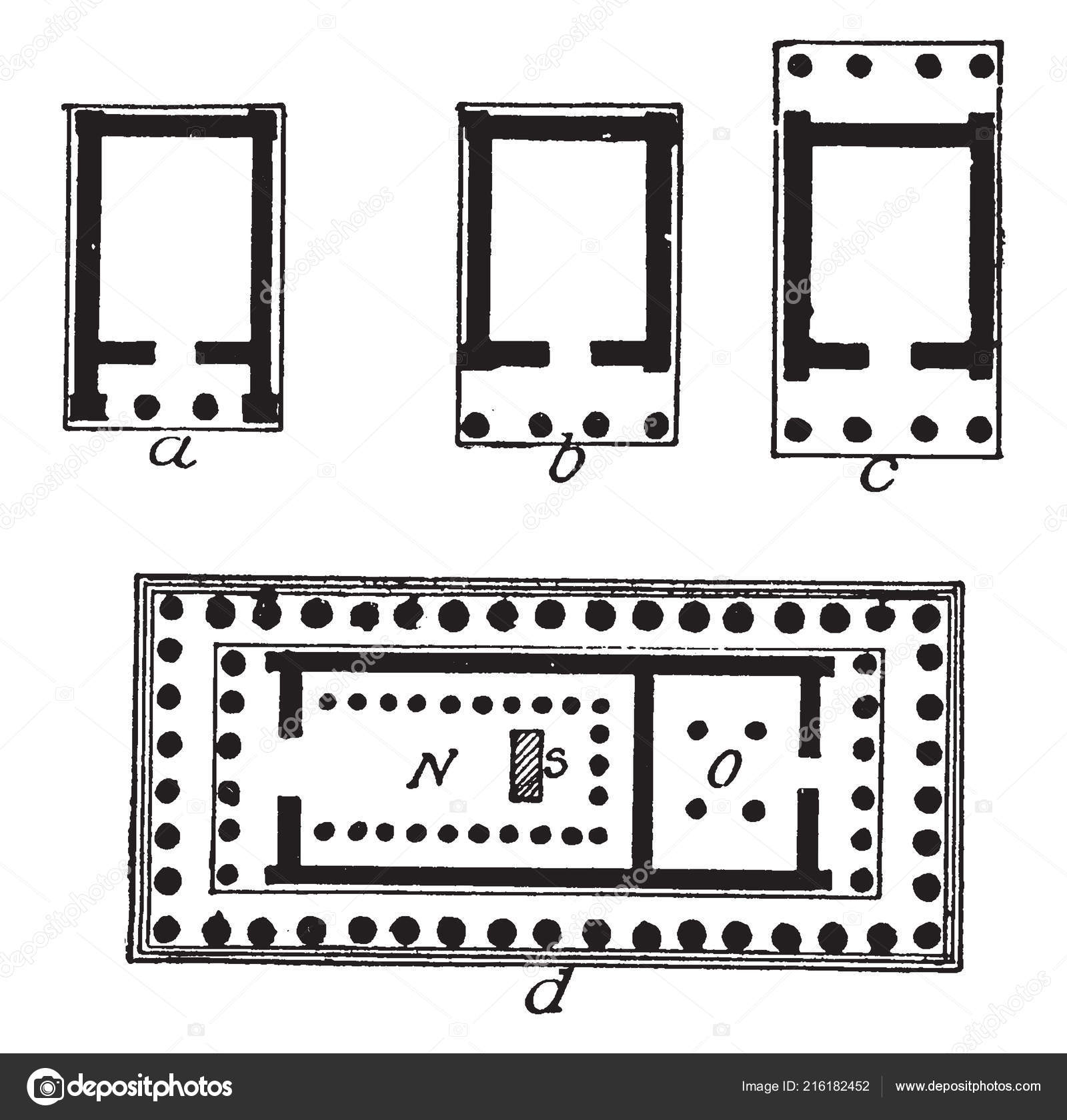 Types Greek Temple Plans Antis Design Greek Architecture Vintage Line ...