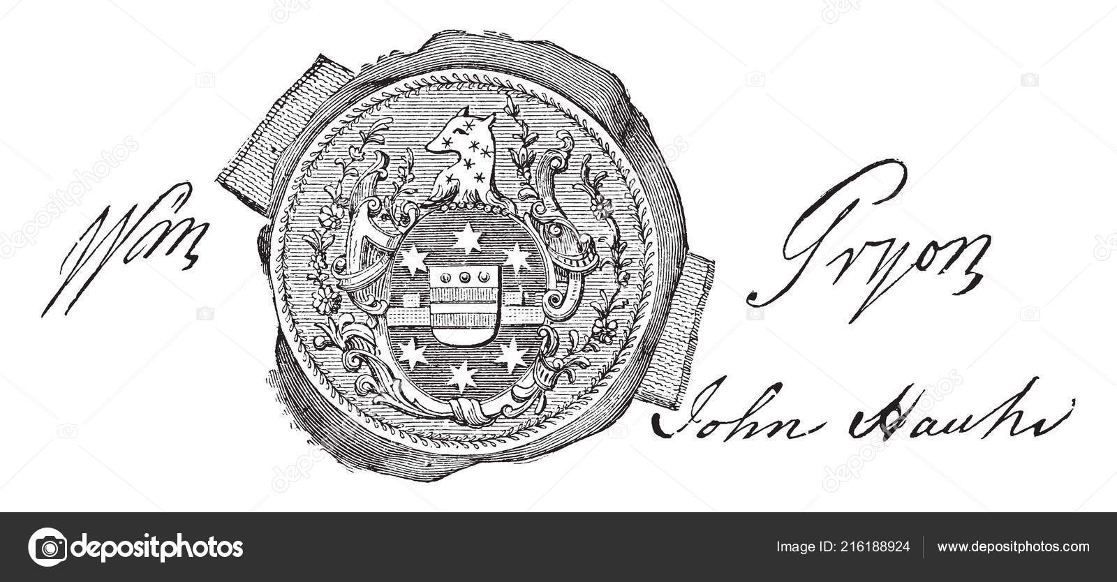 Seal Signature William Tryon Ther Wolf Face Seal Covering Flowers ...