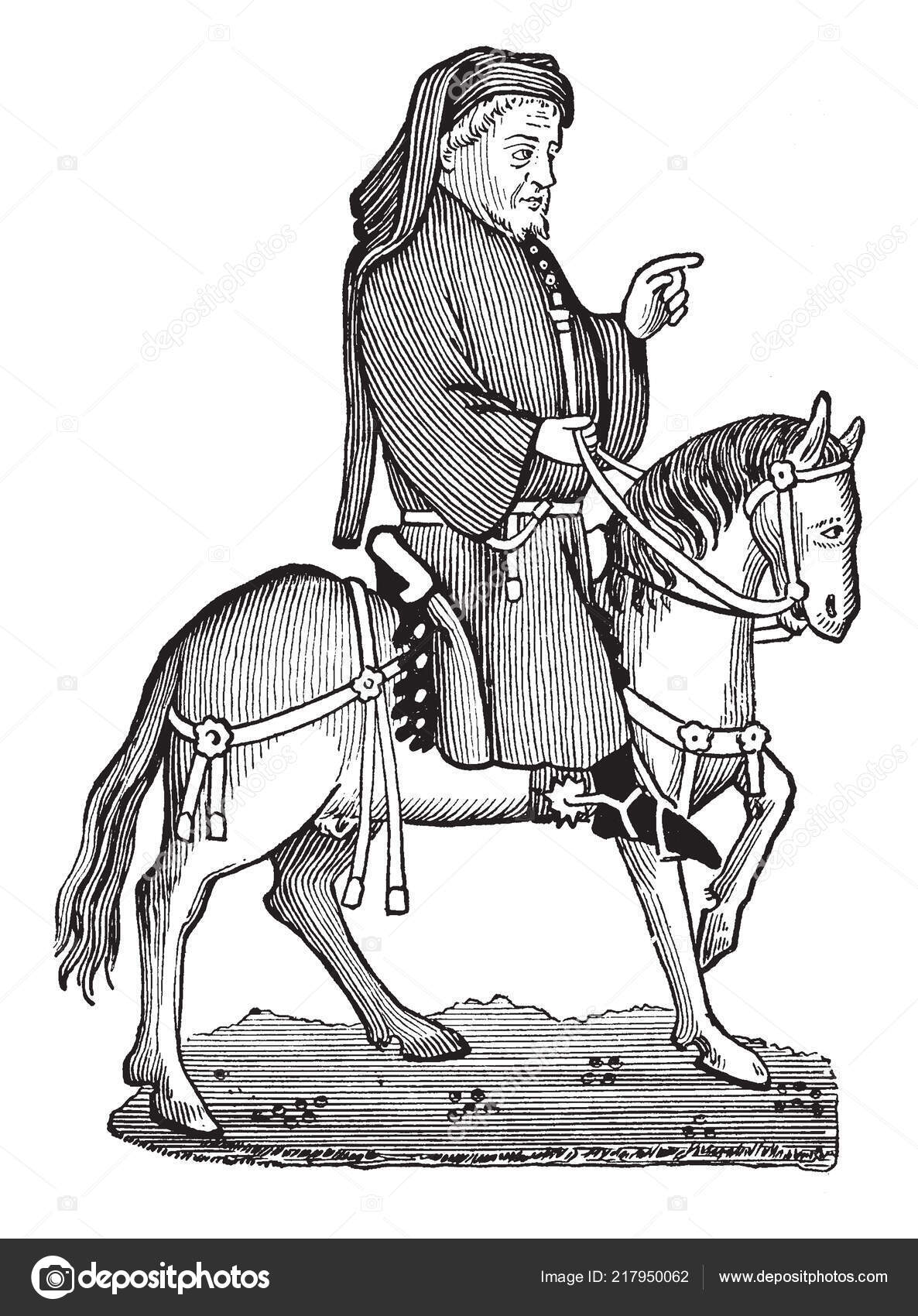 Chaucer Chaucer's Canterbury Tales Picture Shows Chaucer Riding Horse ...