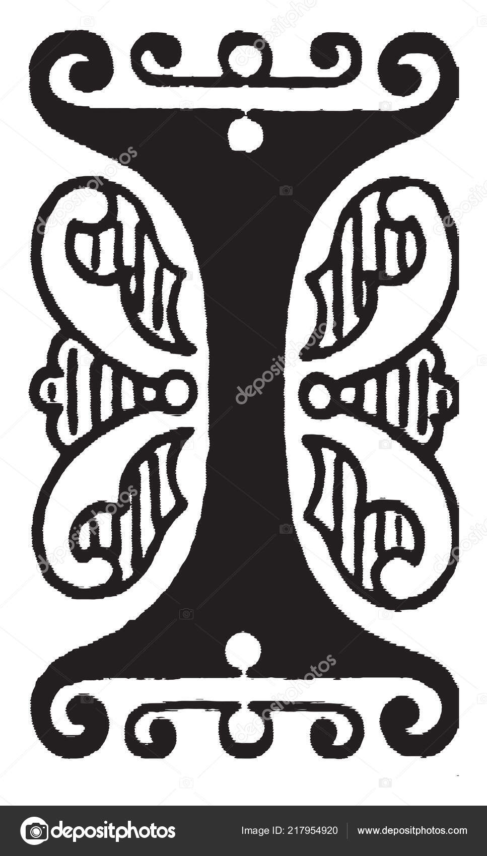 Ornamental Letter Vintage Line Drawing Engraving Illustration Stock ...