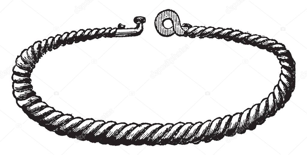 Torque Collar Retorcido Oro Dibujo Línea Vintage Ilustración Grabado ...