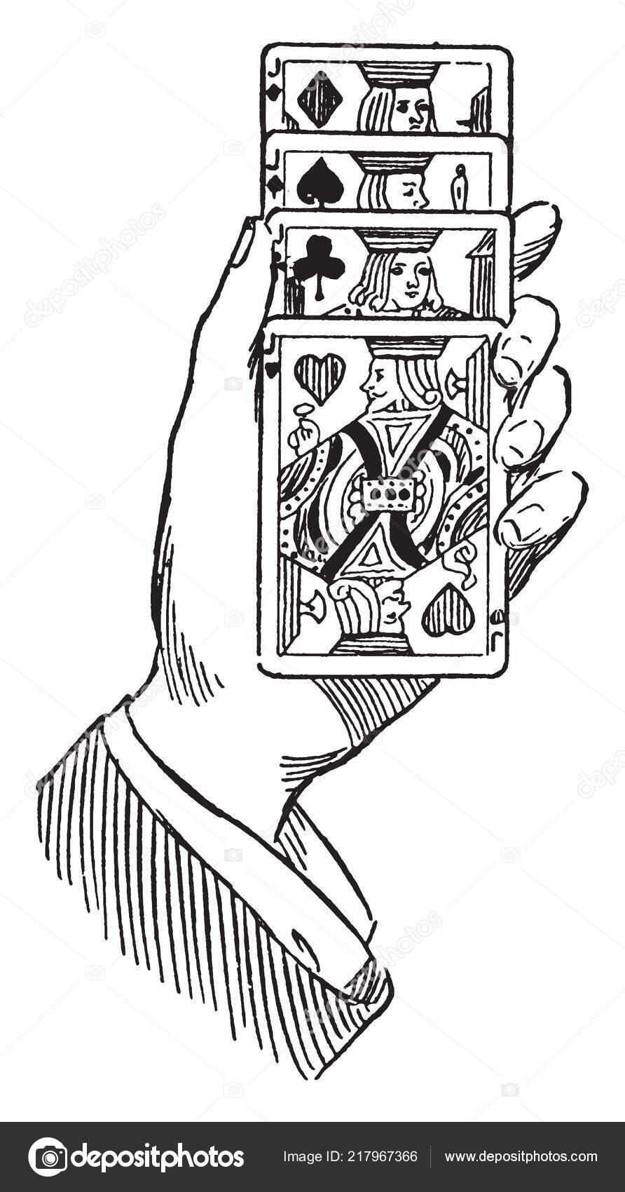 Image Hand Holding Four Robbers Vintage Line Drawing Engraving ...