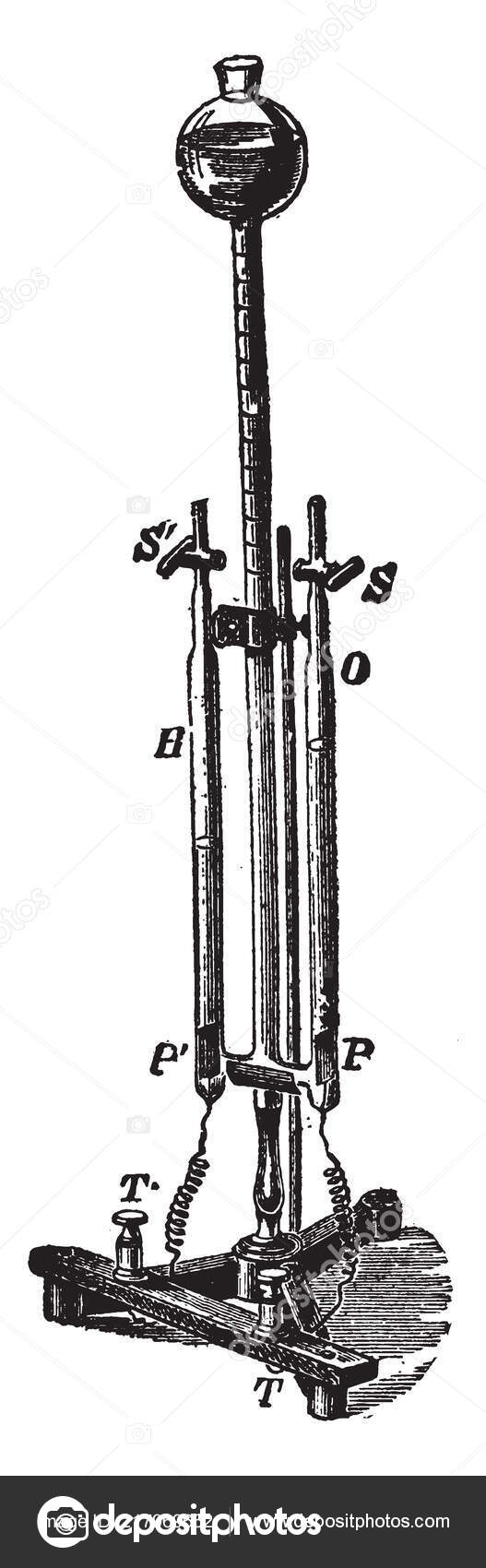 Modern Apparatus Decomposing Water Electrolysis Vintage Line Drawing ...