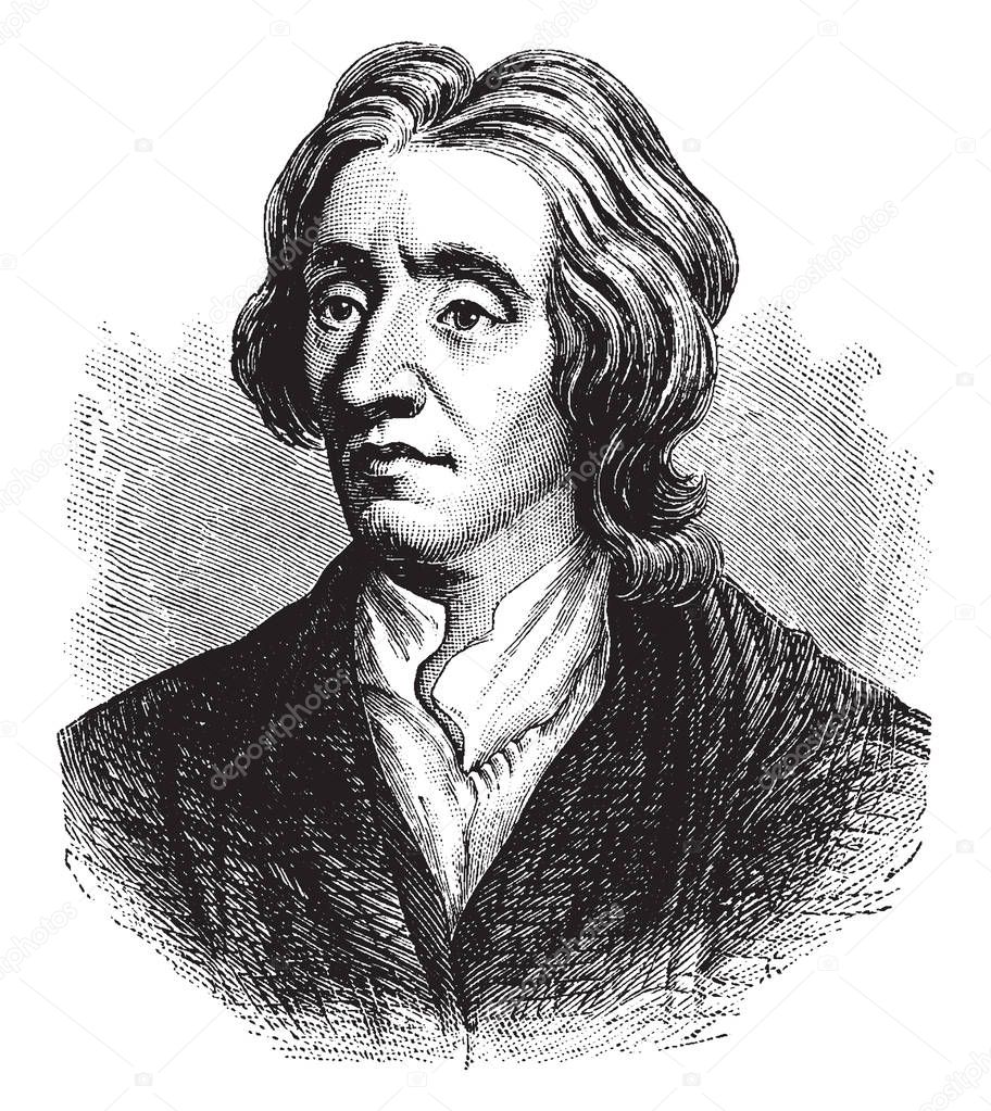 John Locke, 1632-1704, fue un filósofo y médico inglés, dibujo de ...