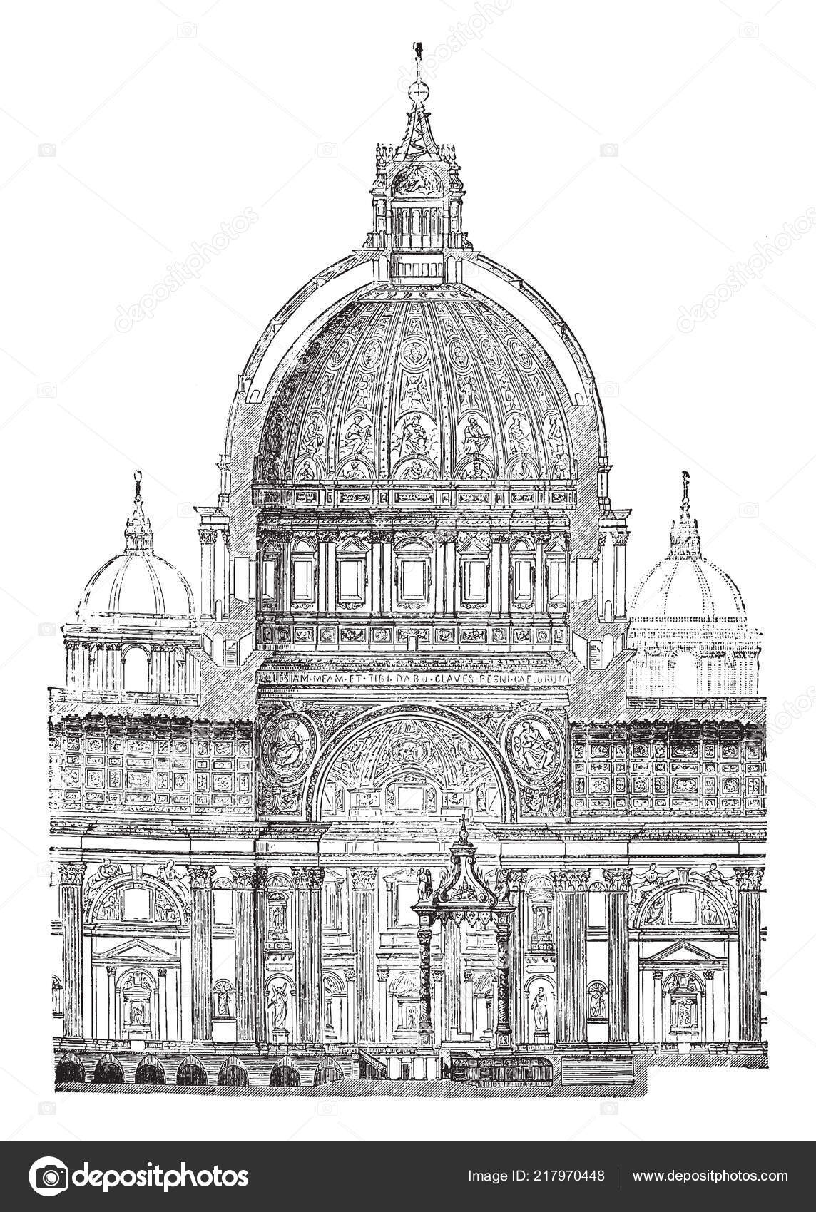 Section Dome Peter's Rome Prominent Position His Genius Authority ...