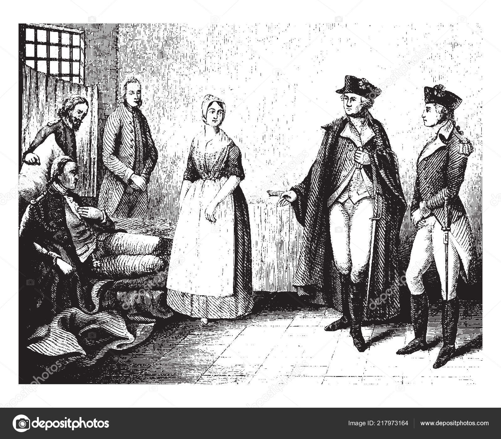 George Washington Meeting Johann Gottlieb Rall Vintage Line Drawing ...