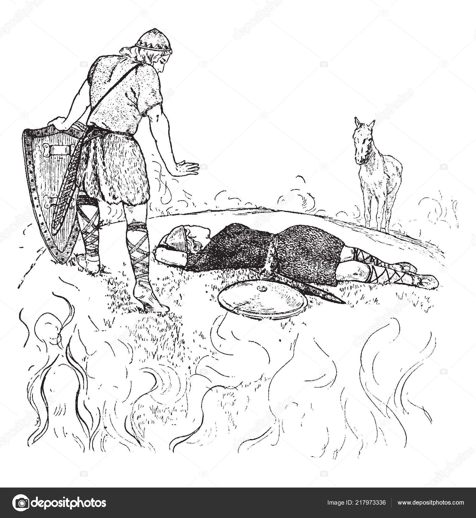 Brunhild Lying Siegfred Standing Next Her Norse Mythology Siegfried ...