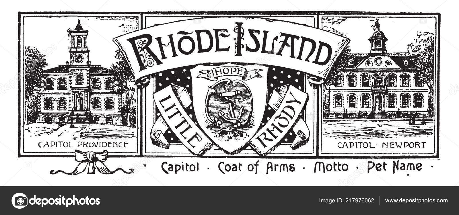 State Banner Rhode Island Banner Has State House Right Left Stock ...