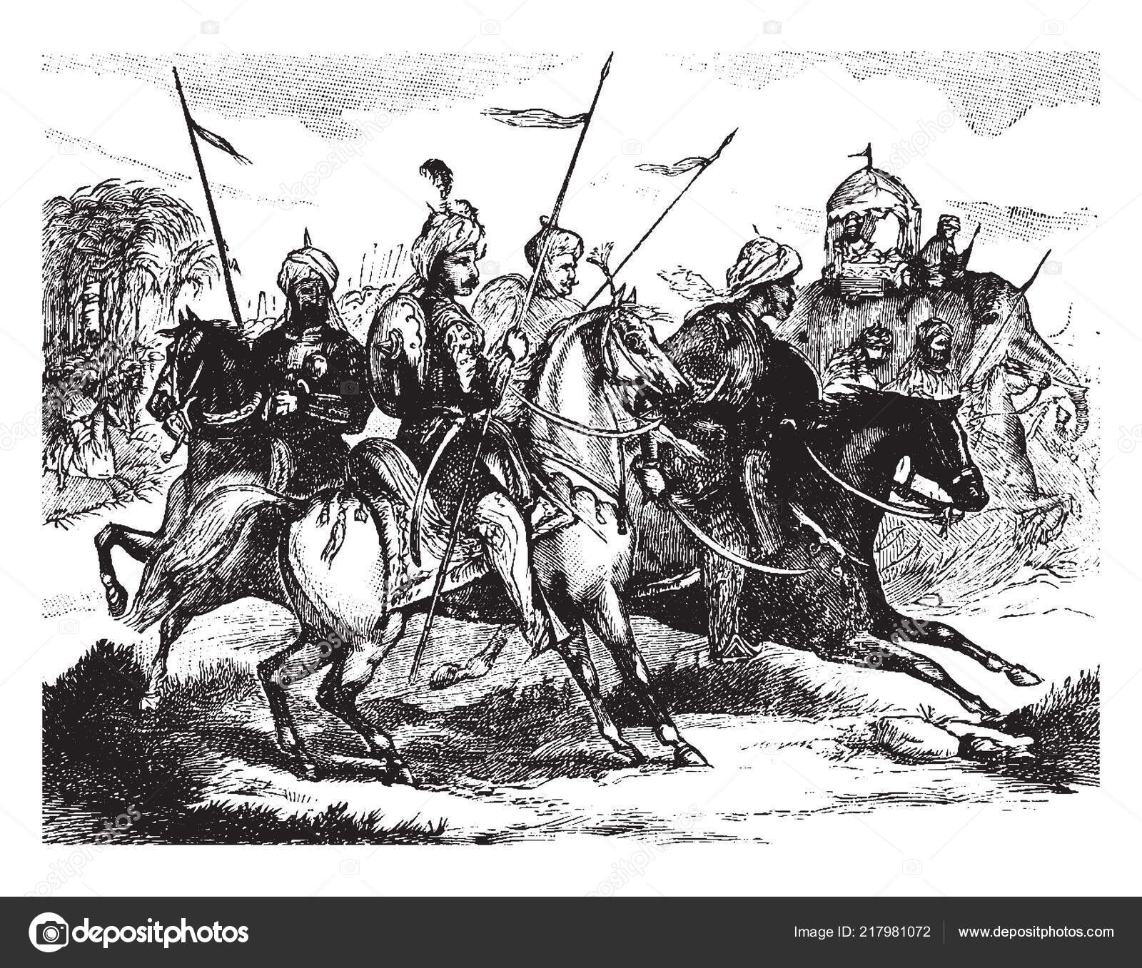 Mahrattas Warriors Masters Guerrilla Warfare Vintage Line Drawing ...