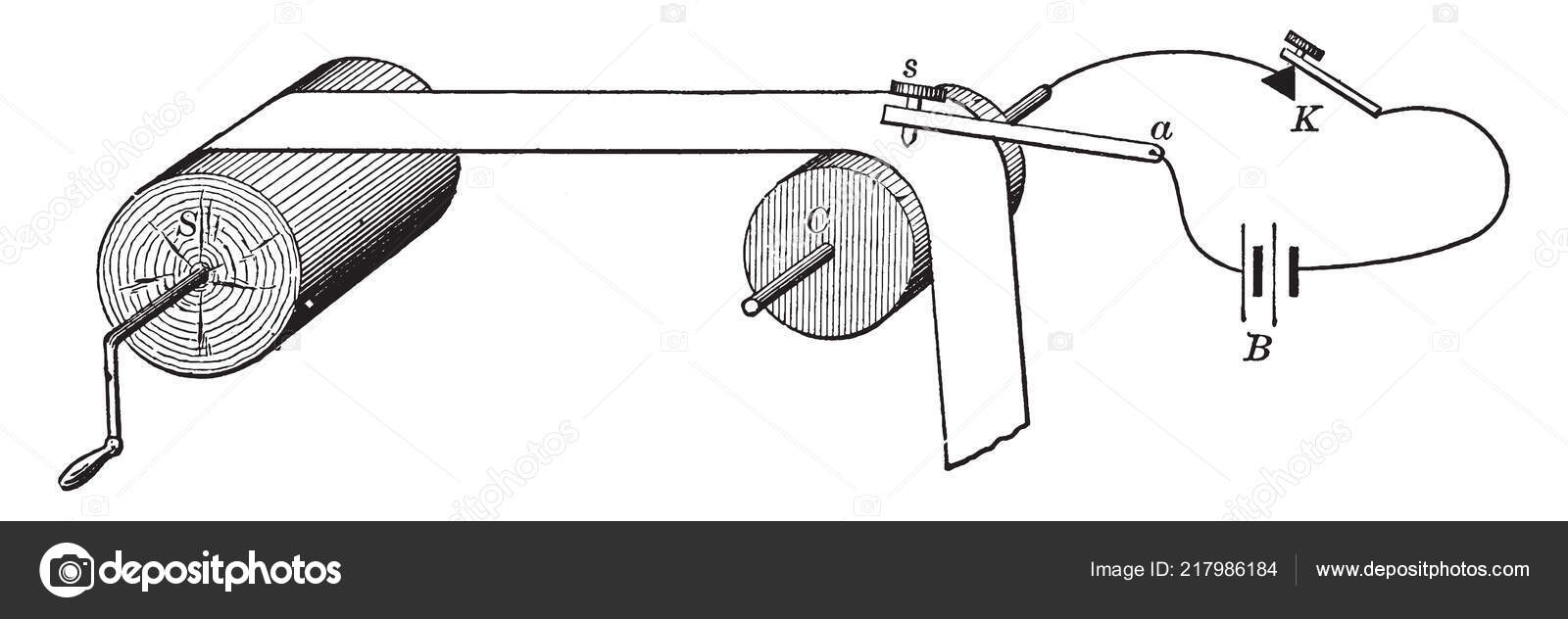 Illustration Represents How Work One Way Telegraph Vintage Line Drawing ...