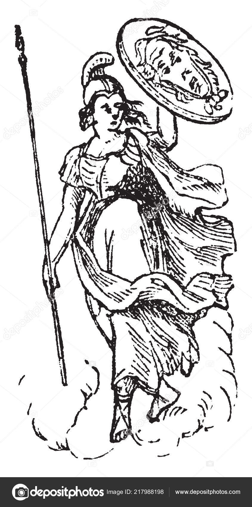 Picture Shows Warrior Holding Shield Left Hand Spear Right Hand Stock ...