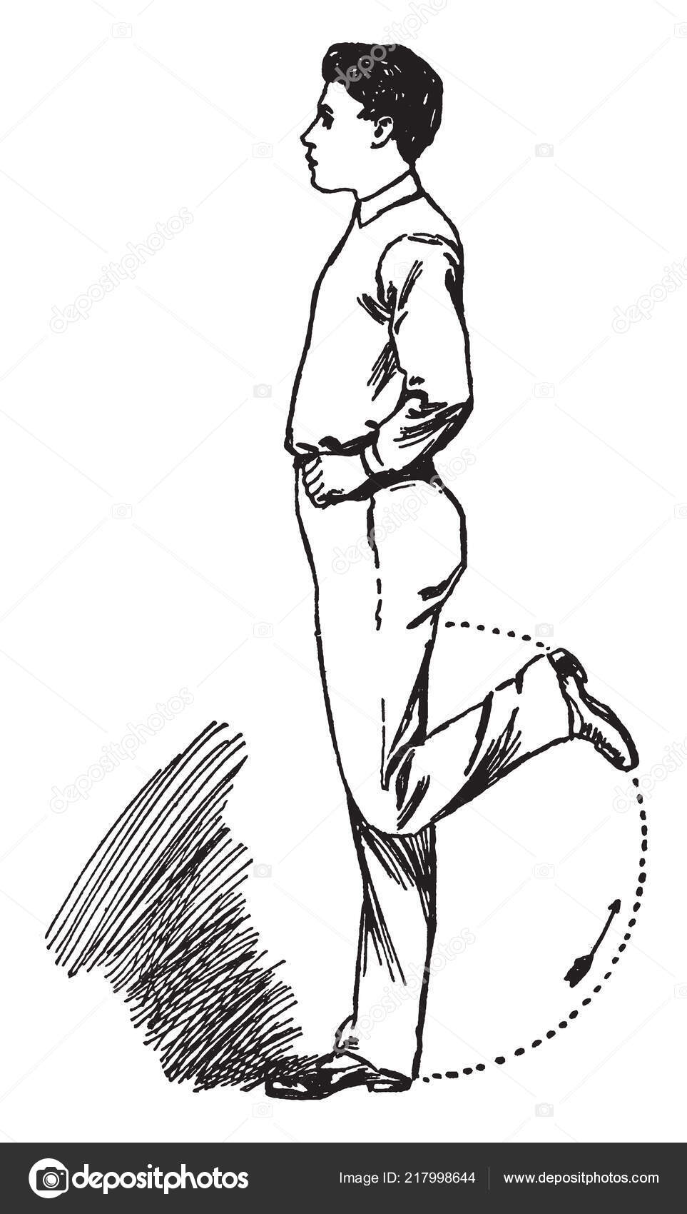 Man Raising His Lower Leg Vintage Line Drawing Engraving Illustration ...