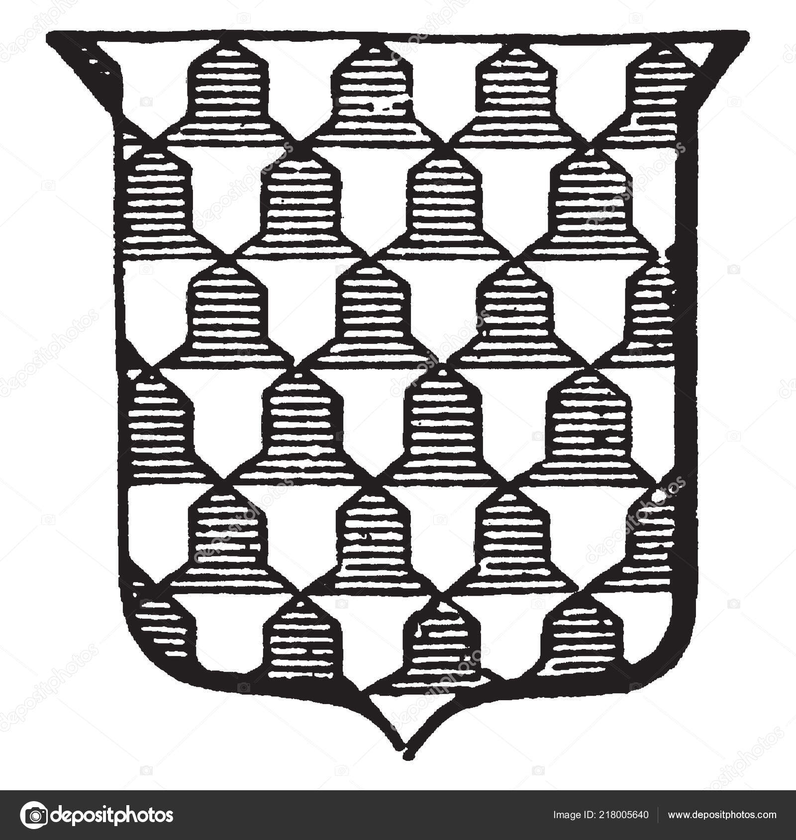 Image vectorielle Modèle Vair Sur Bouclier Dessin Ligne Vintage ...