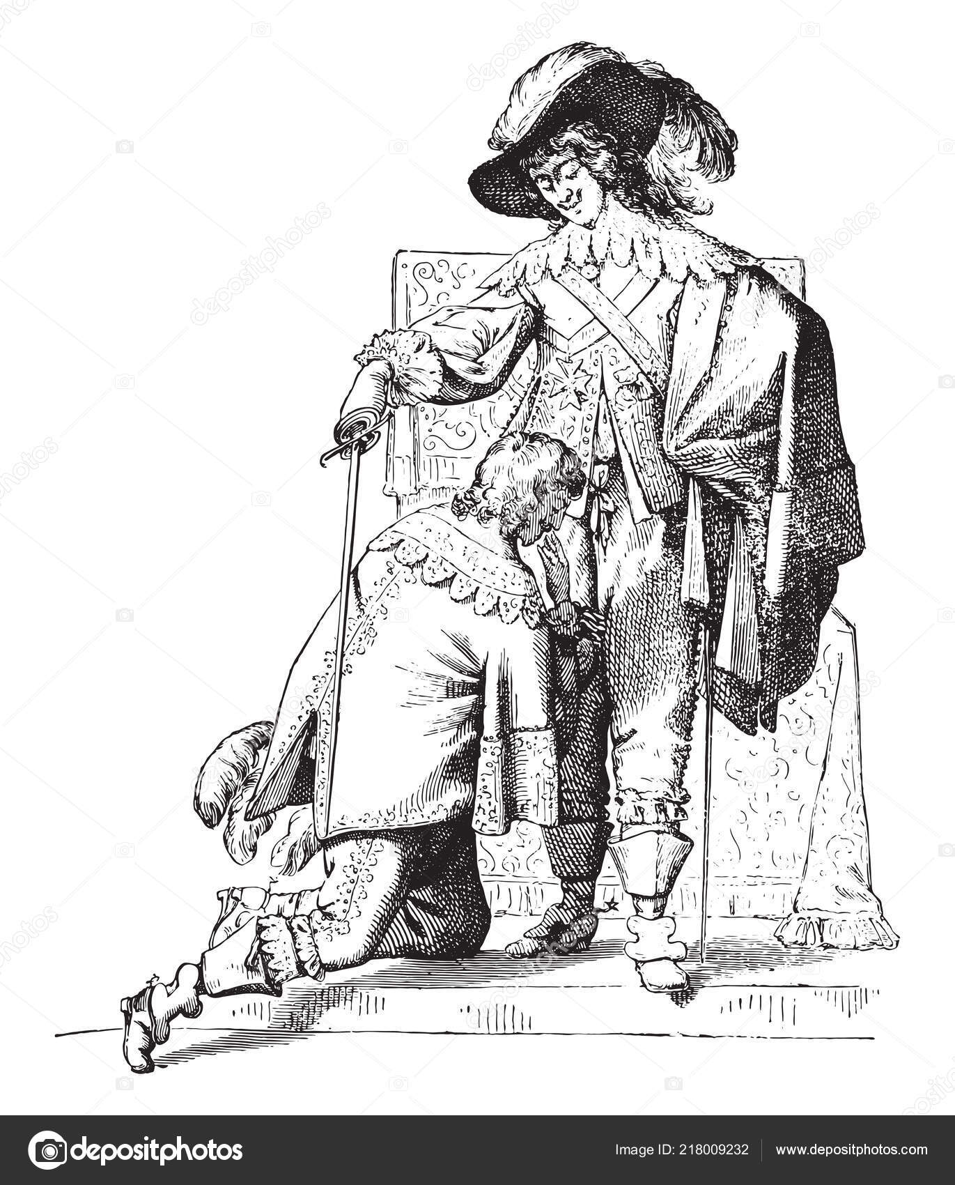 Louis Xiii Creating Knight Holy Spirit Vintage Engraved Illustration ...