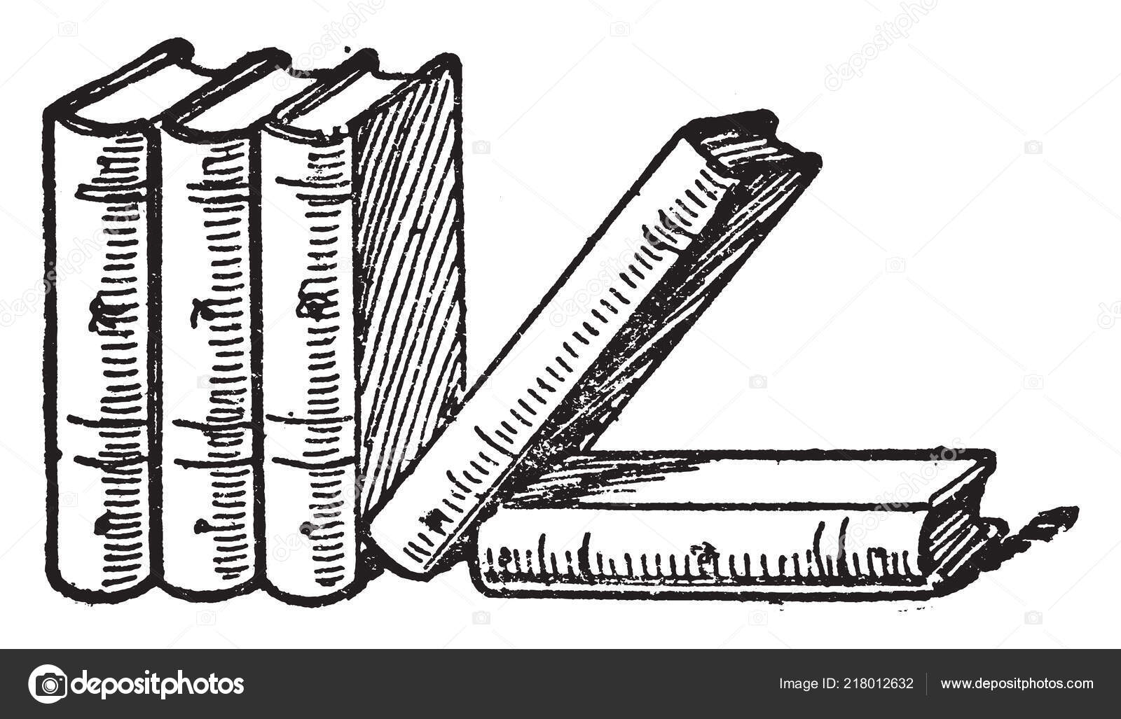 Cinco Libros Cinco Famosos Serie Libros Dibujo Líneas Vintage ...