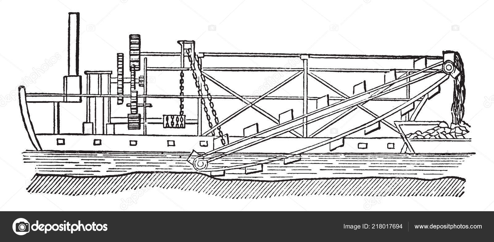 Dredging Ship Used Lifting Mud Silt Bottom Rivers Harbors Canals Stock ...