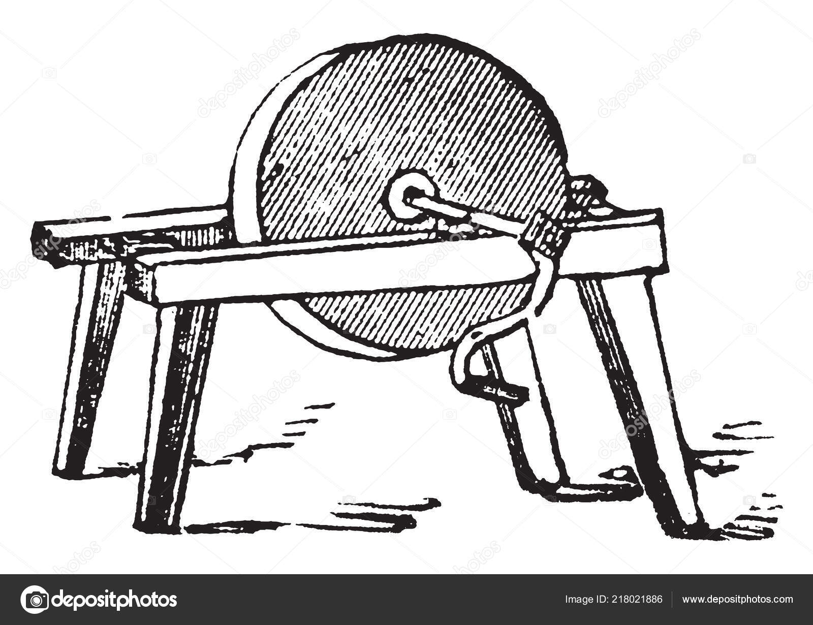 Illustration Represents Grindstone Which Sharpening Stoneusedfor ...