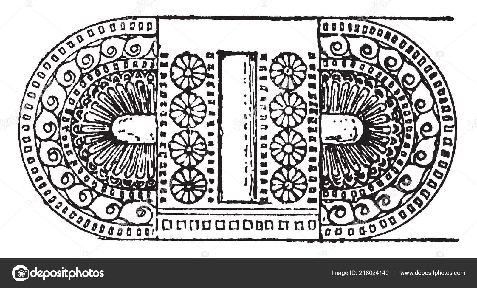 Mycenaean Ornament Frieze Pattern Vintage Line Drawing Engraving ...
