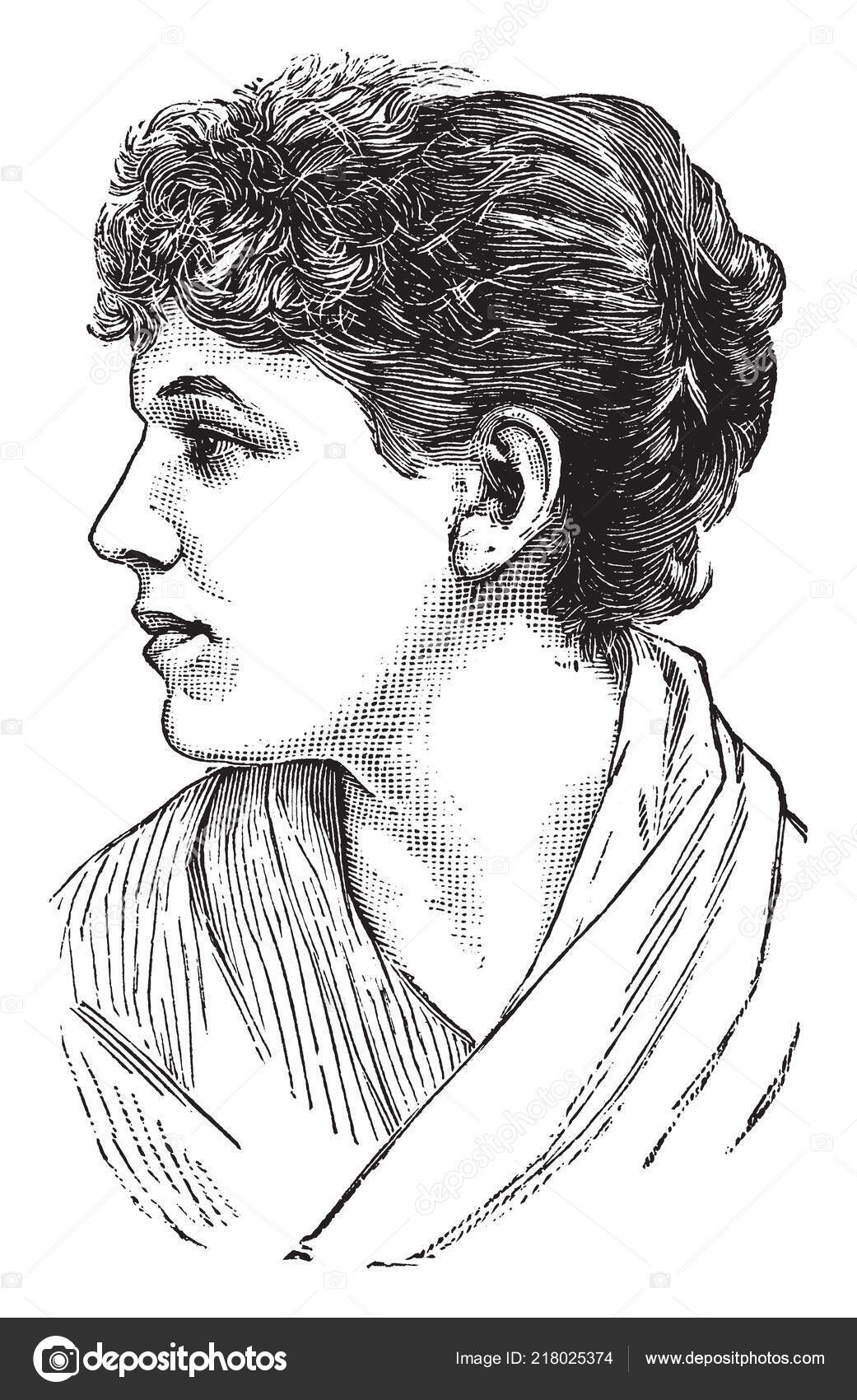 Varna Davis 1864 1898 She American Author Vintage Line Drawing Stock ...