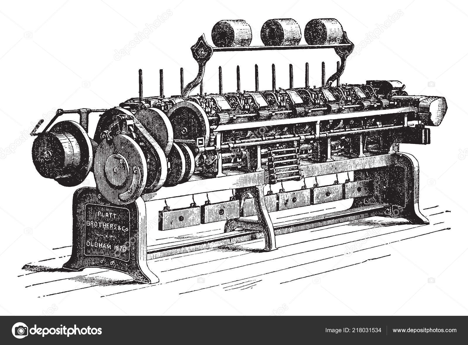 Illustration Represents Function Combing Machine Vintage Line Drawing ...