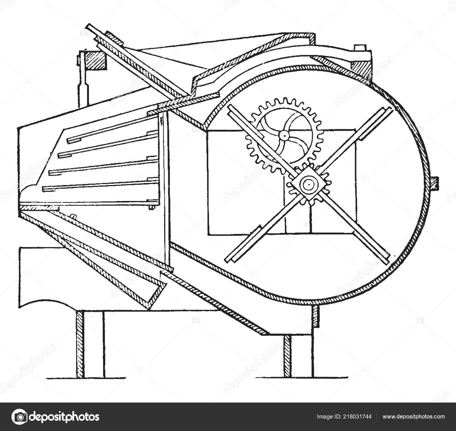 Illustration Represents Function Fanning Mill Vintage Line Drawing ...