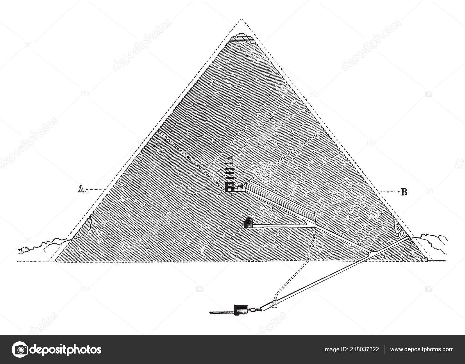 Great Pyramid Giza Cross Section Egyptian Architecture Ghizeh Interior ...