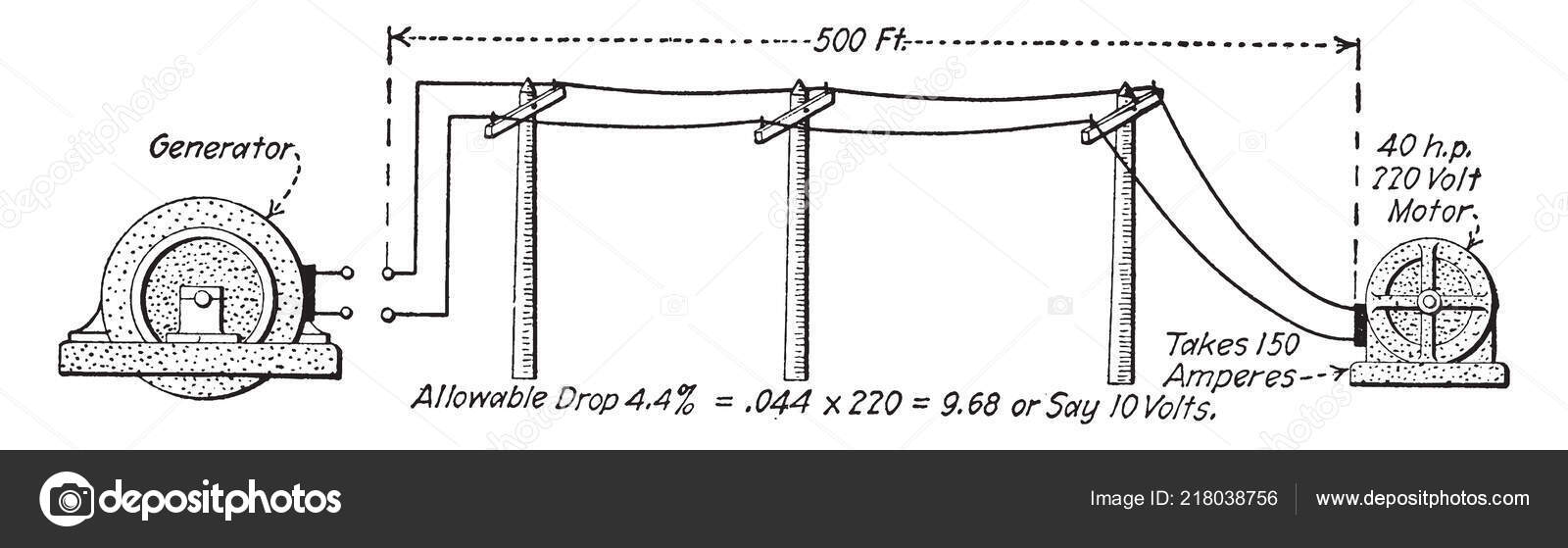 Image Size Wire Motor Line Vintage Line Drawing Engraving Illustration ...