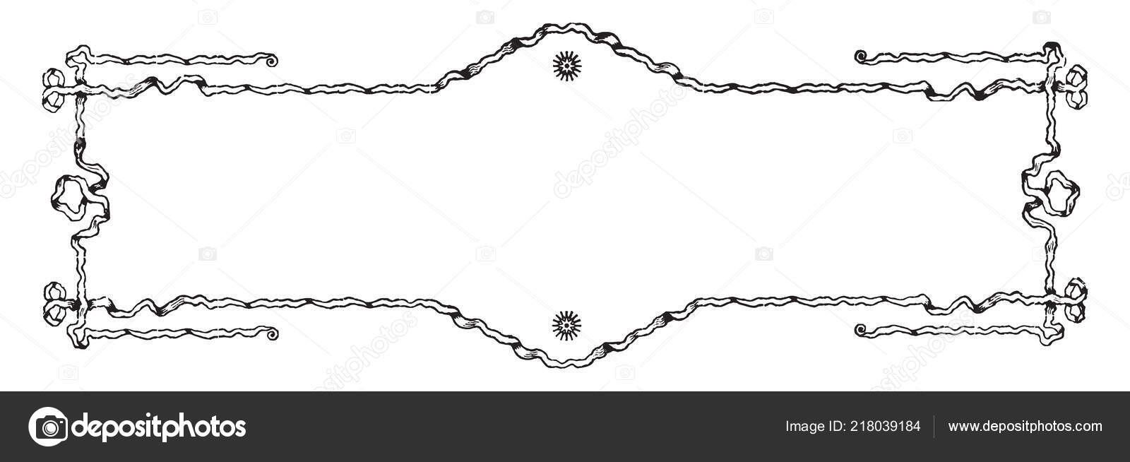 Ribbon Banner Made Horizontal Frame Vintage Line Drawing Engraving ...