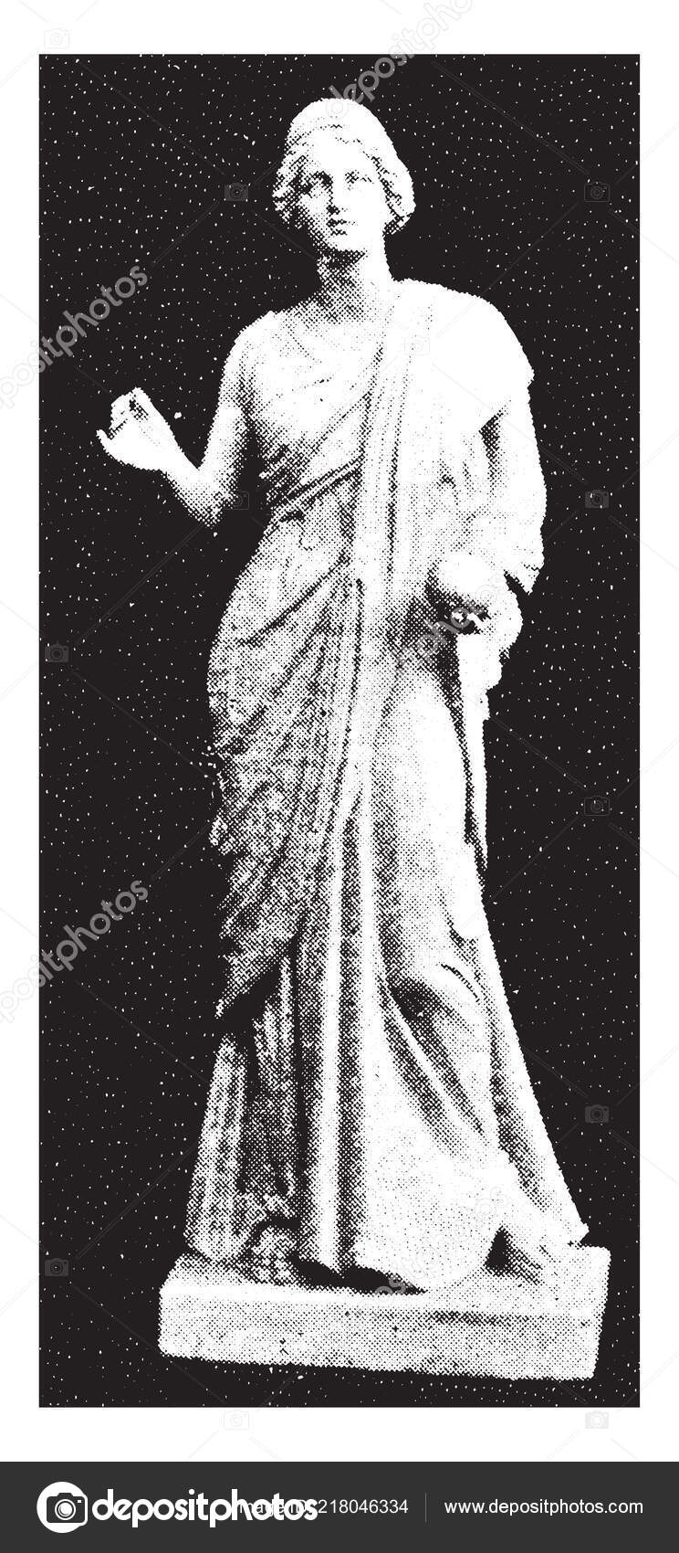 Frame Has Woman's Statue She Has Objects Her Hand Vintage Stock Vector ...