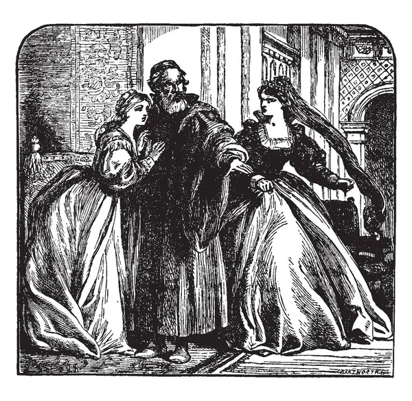 Puritan Family Vintage Line Drawing Engraving Illustration Stock ...