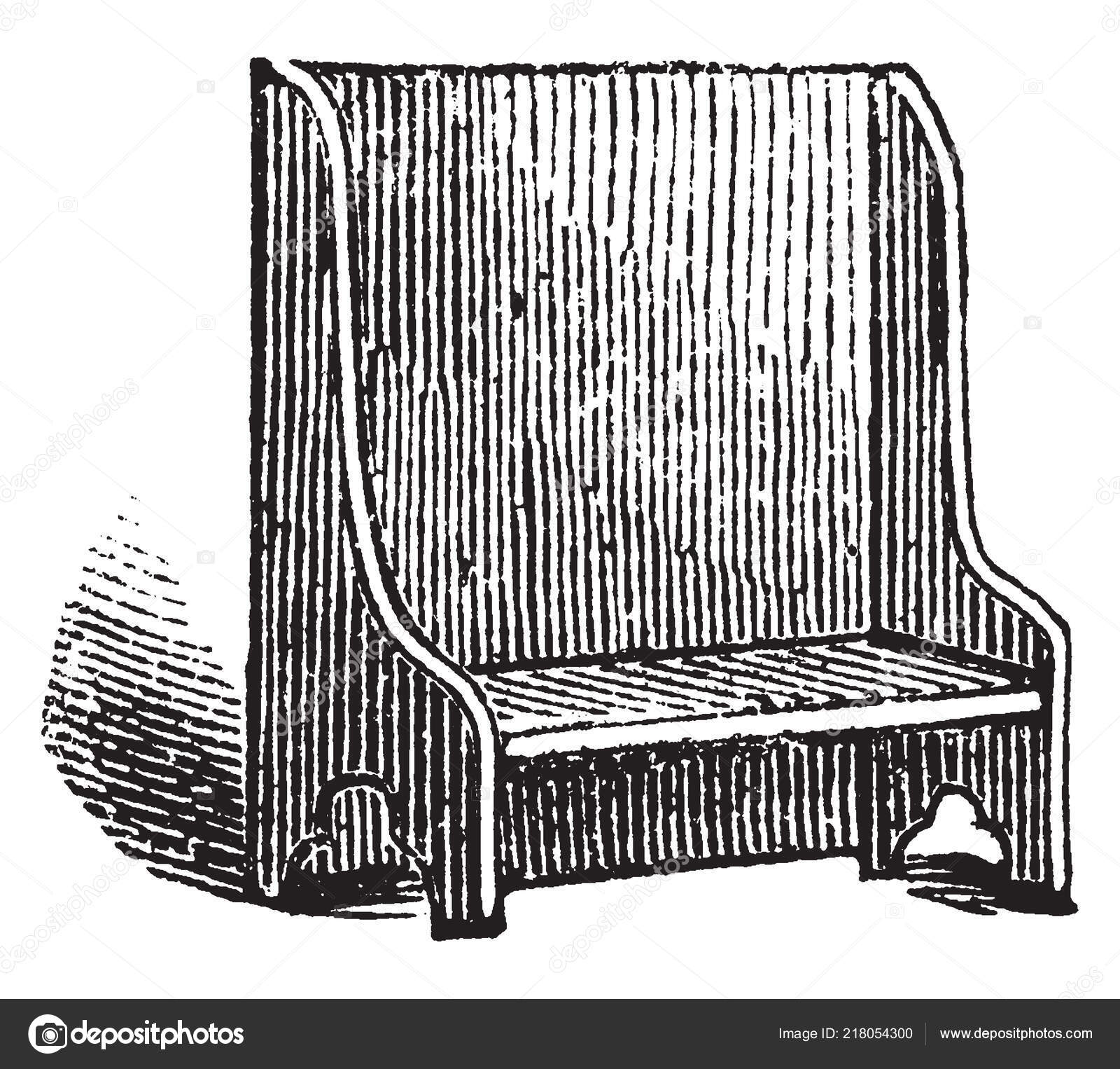 Bench Backrest Allows People Sit Vintage Line Drawing Engraving ...