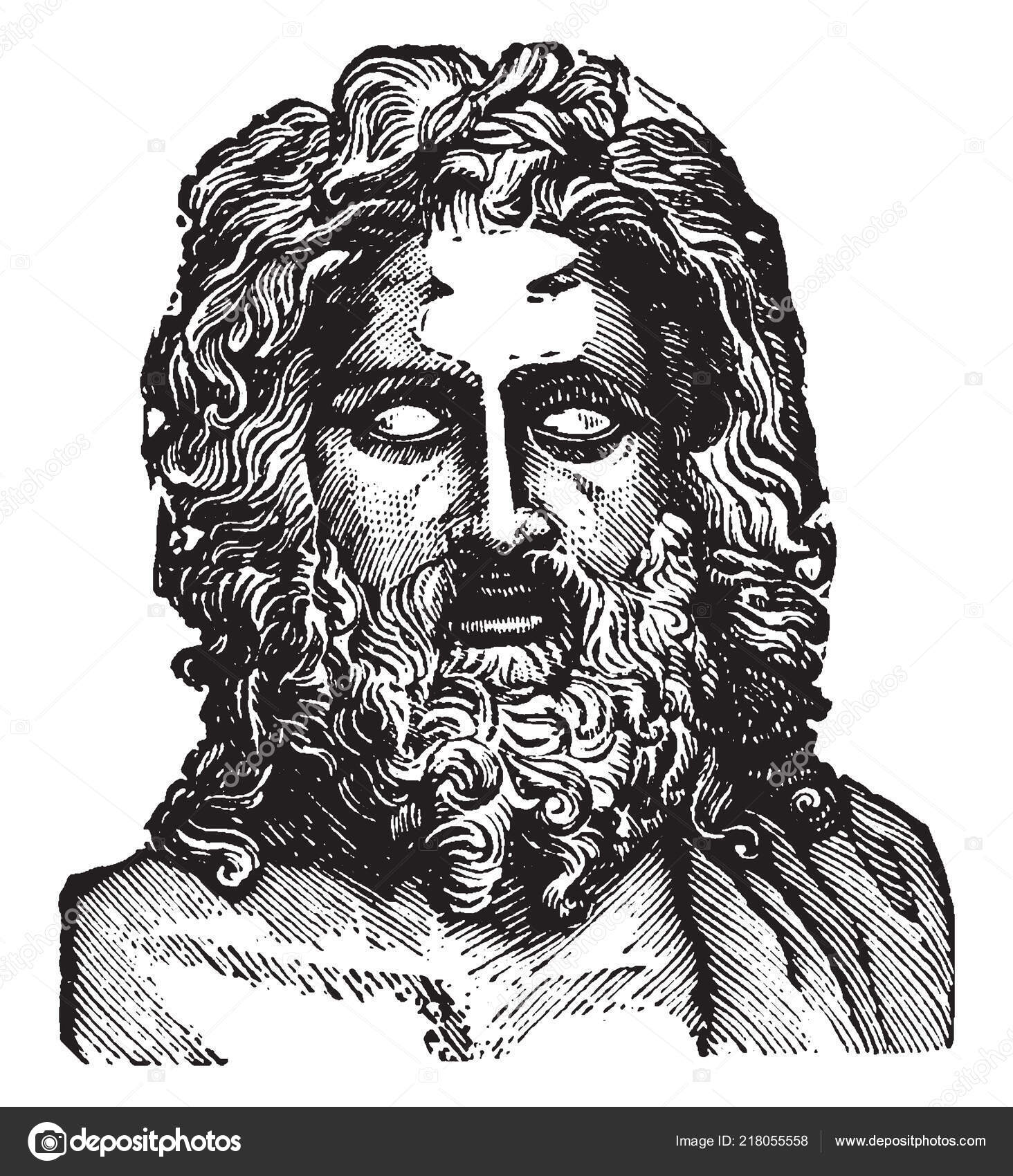 Jupiter Statue One Seven Wonders World Vintage Line Drawing Engraving ...