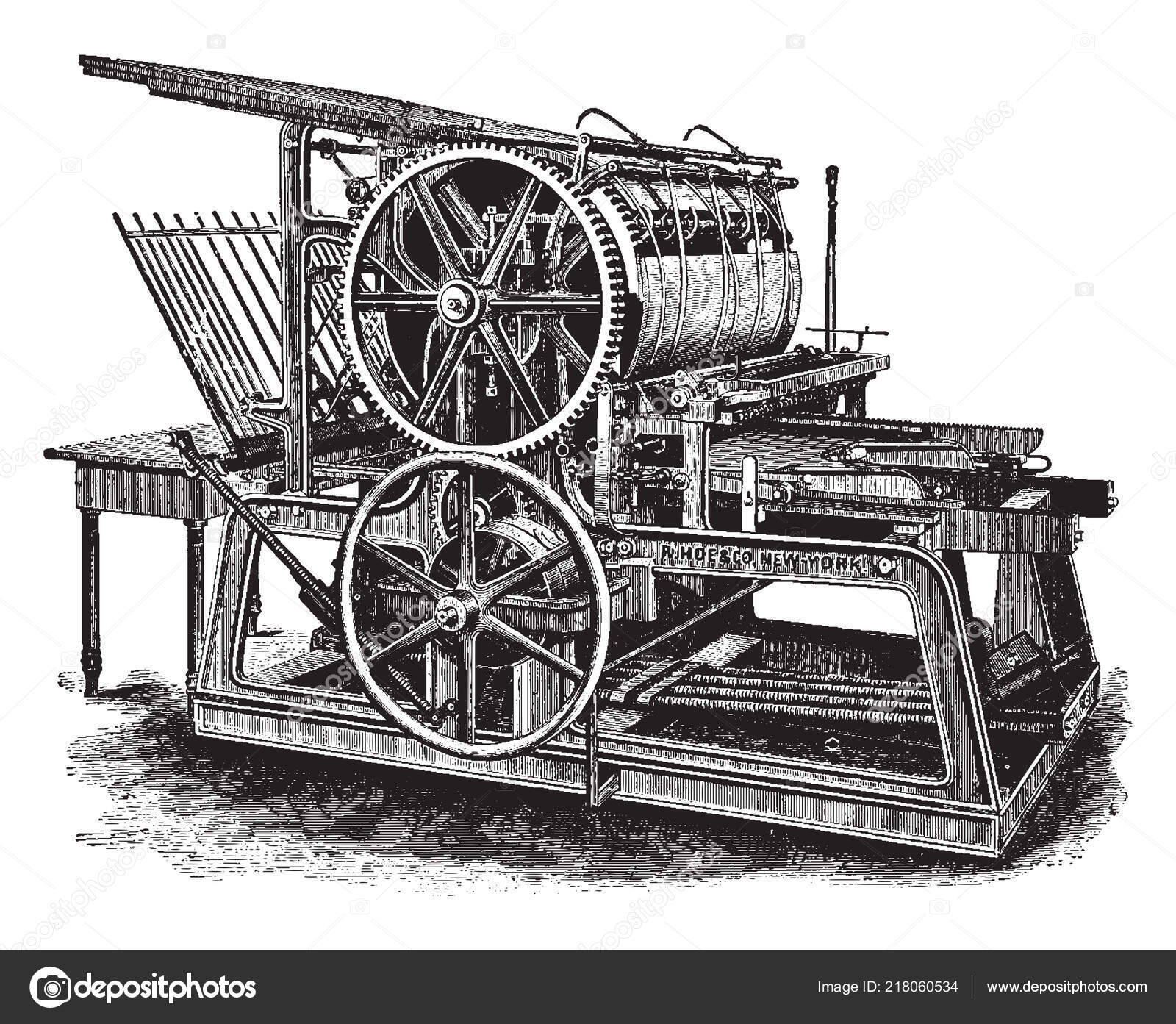 Illustration Represents Function Single Large Cylinder Press Vintage ...