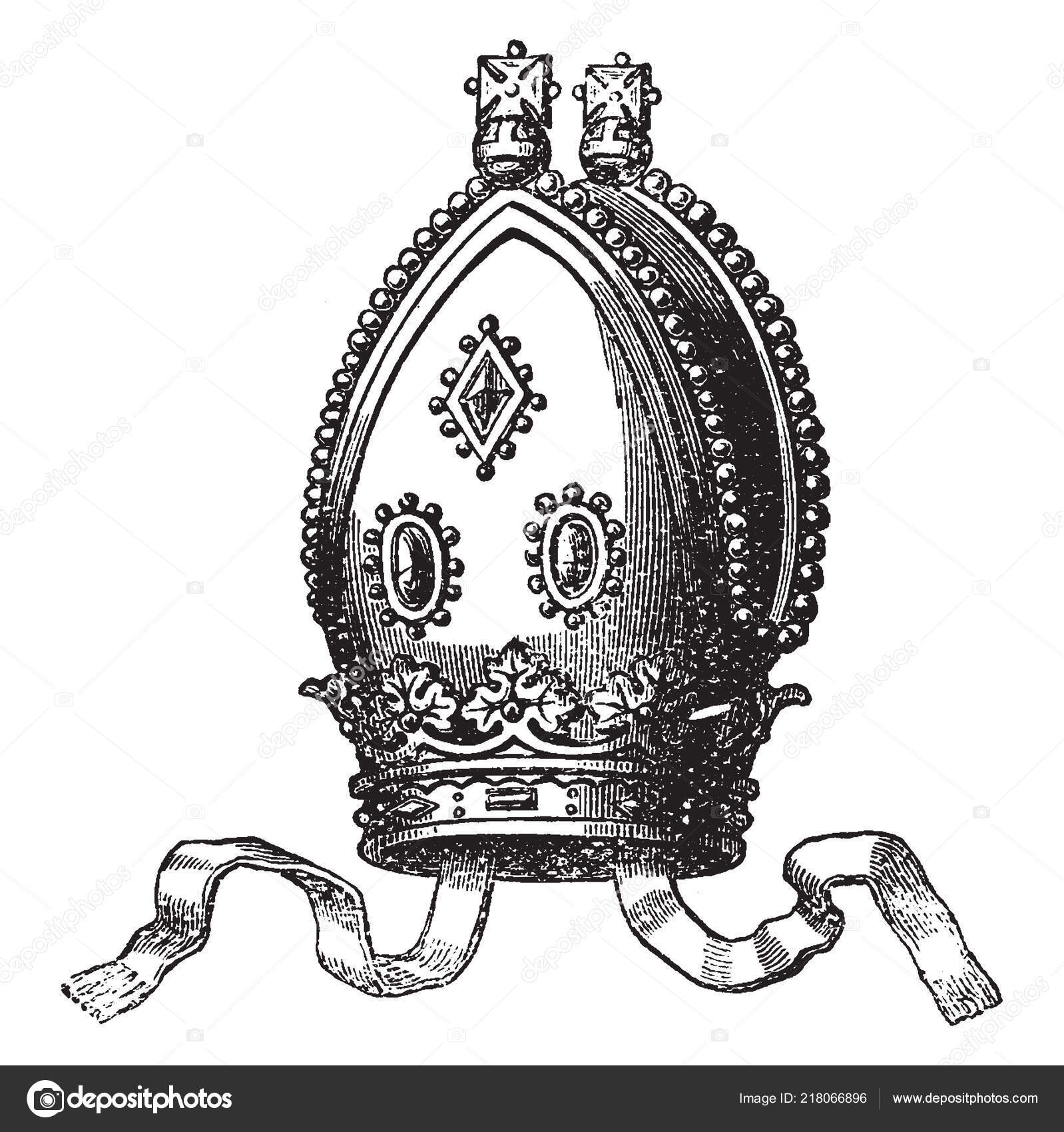 Archbishop's Mitre Example Modern Archbishop's Vintage Line Drawing ...