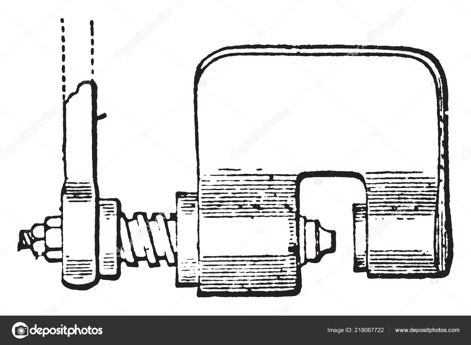 Illustration Represents Vice Which Used Hold Wood Place Vintage Line ...