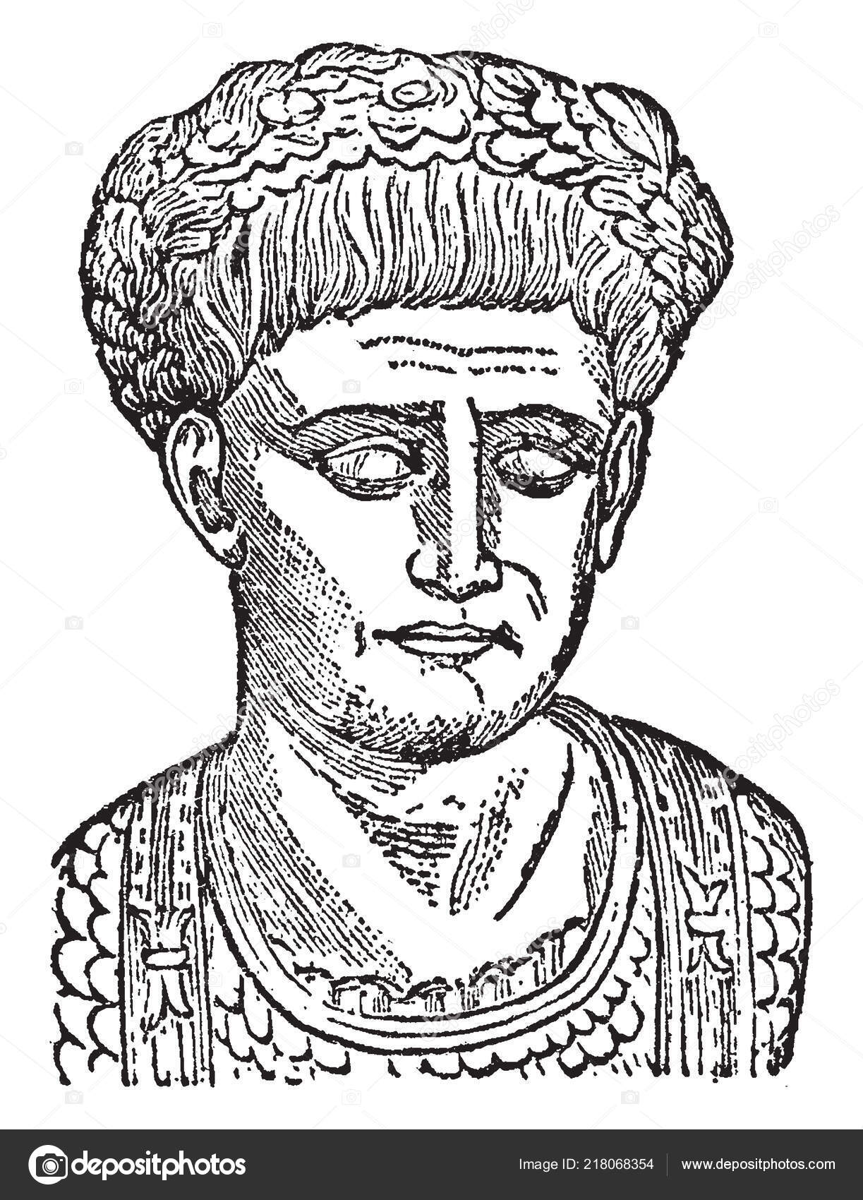 Marcus Trajan Roman Emperor Vintage Line Drawing Engraving Illustration ...