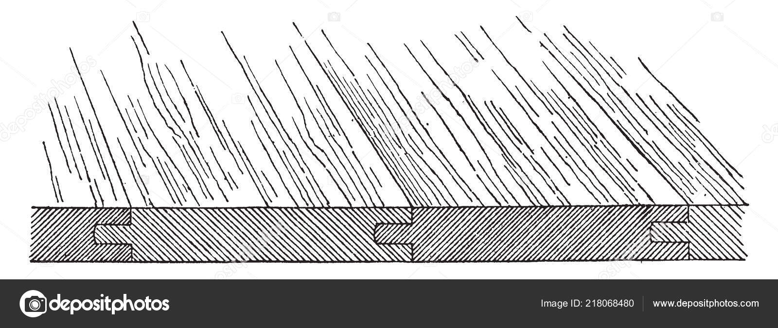 Illustration Represents Wooden Boards Joined Match Joints Vintage Line ...