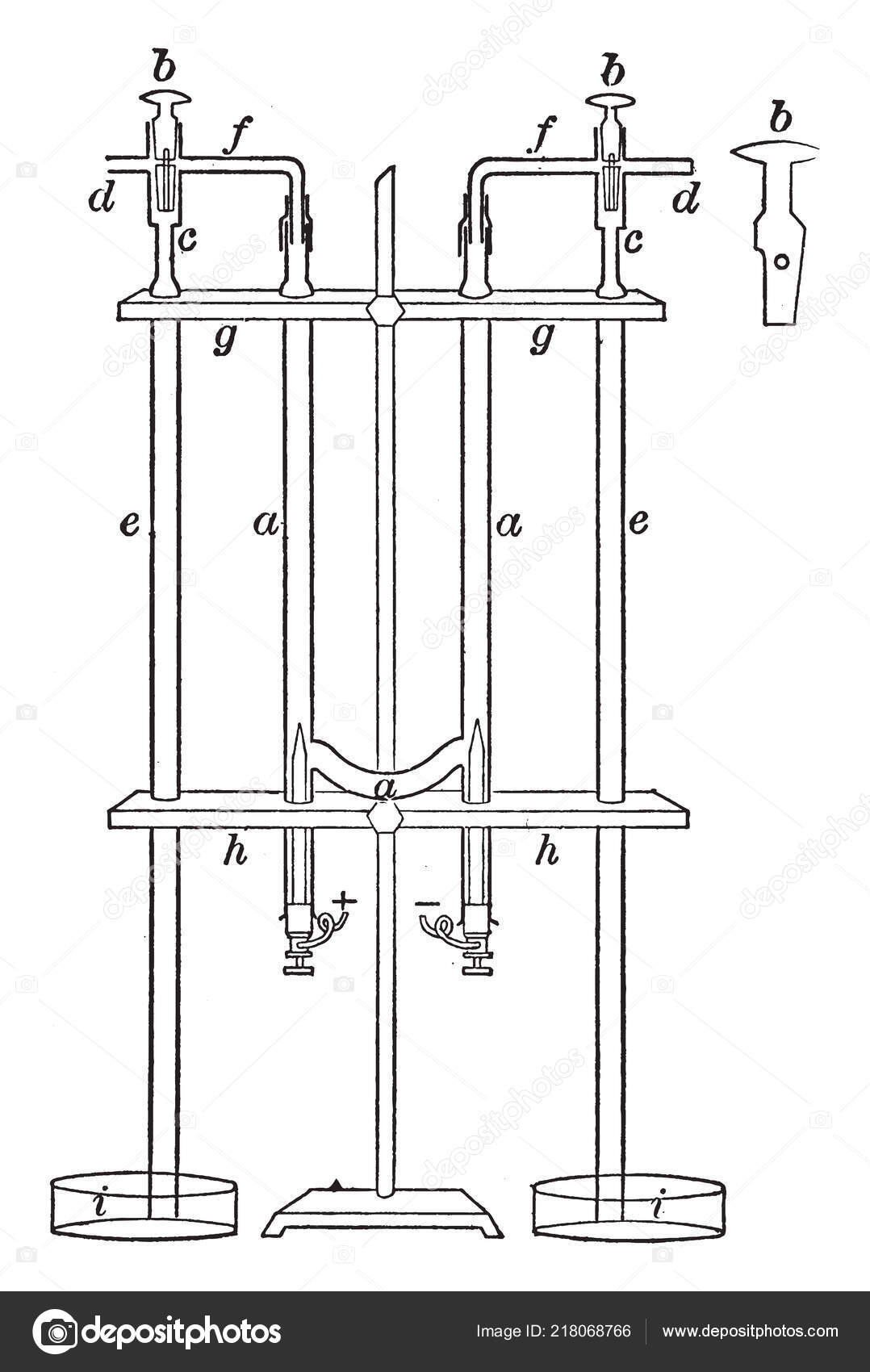 Diagram Electrolysis Hydrochloric Acid Vintage Line Drawing Engraving ...
