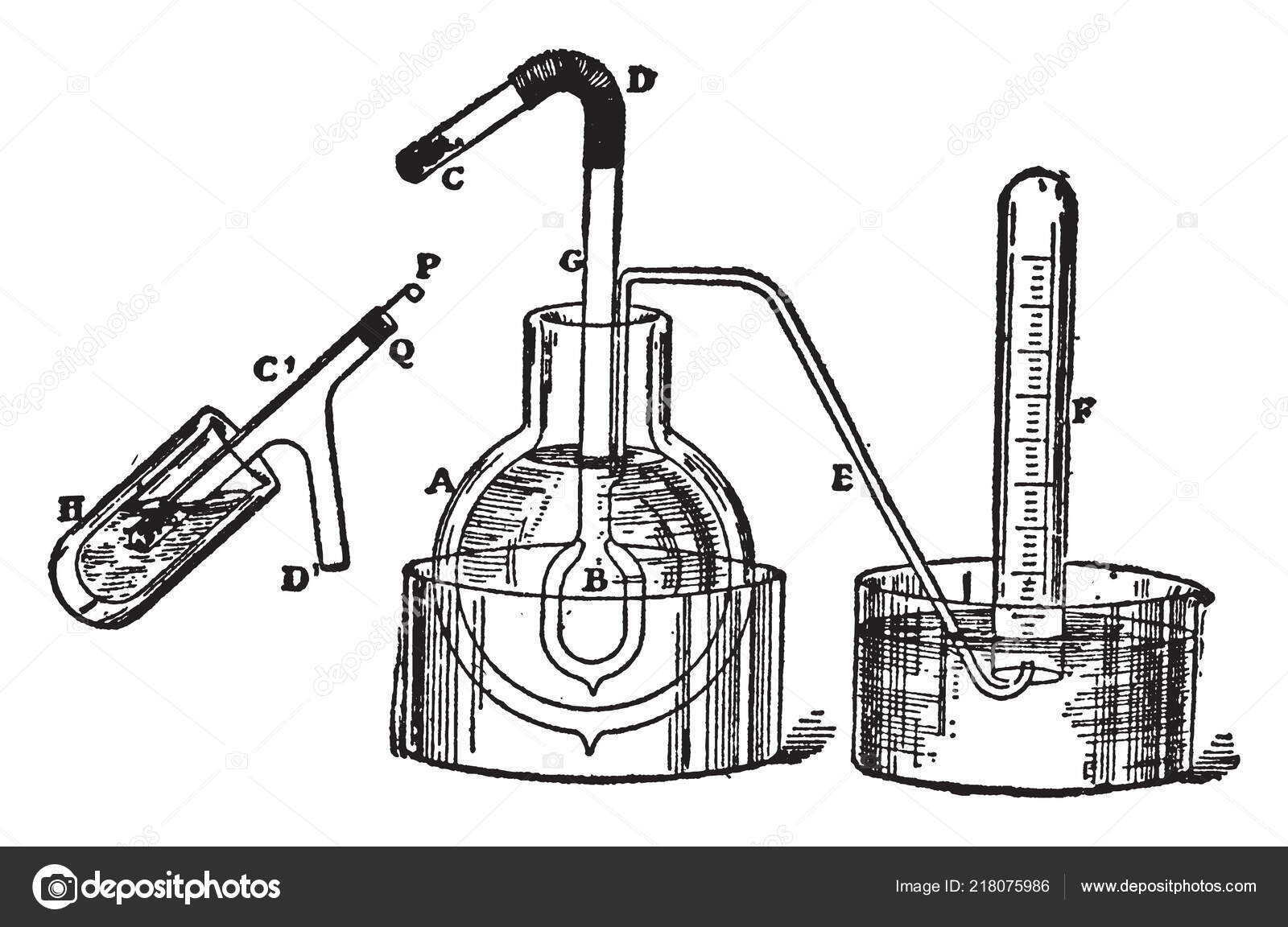 Apparatus Used Calorimetric Experiments Vintage Line Drawing Engraving ...