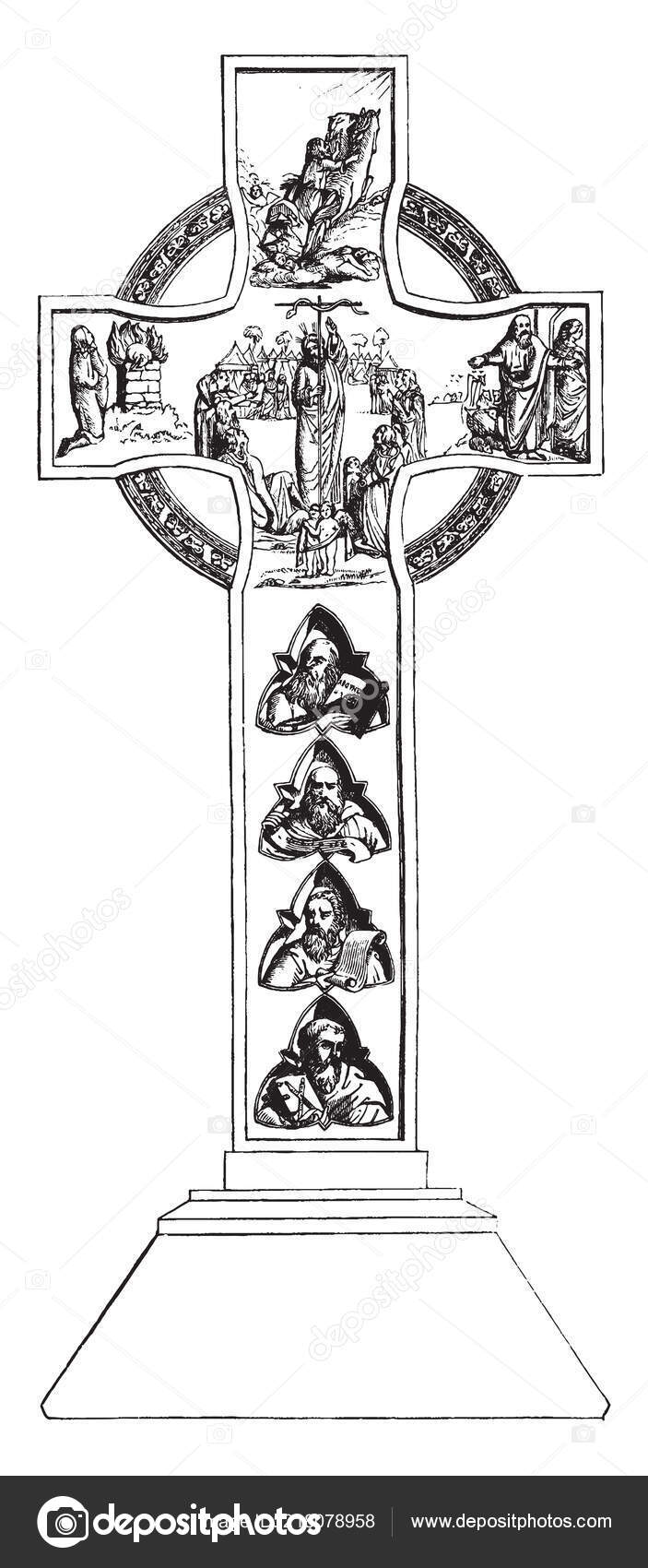 Sign Tomb Cross Which Used Montpellier France Vintage Line Drawing ...