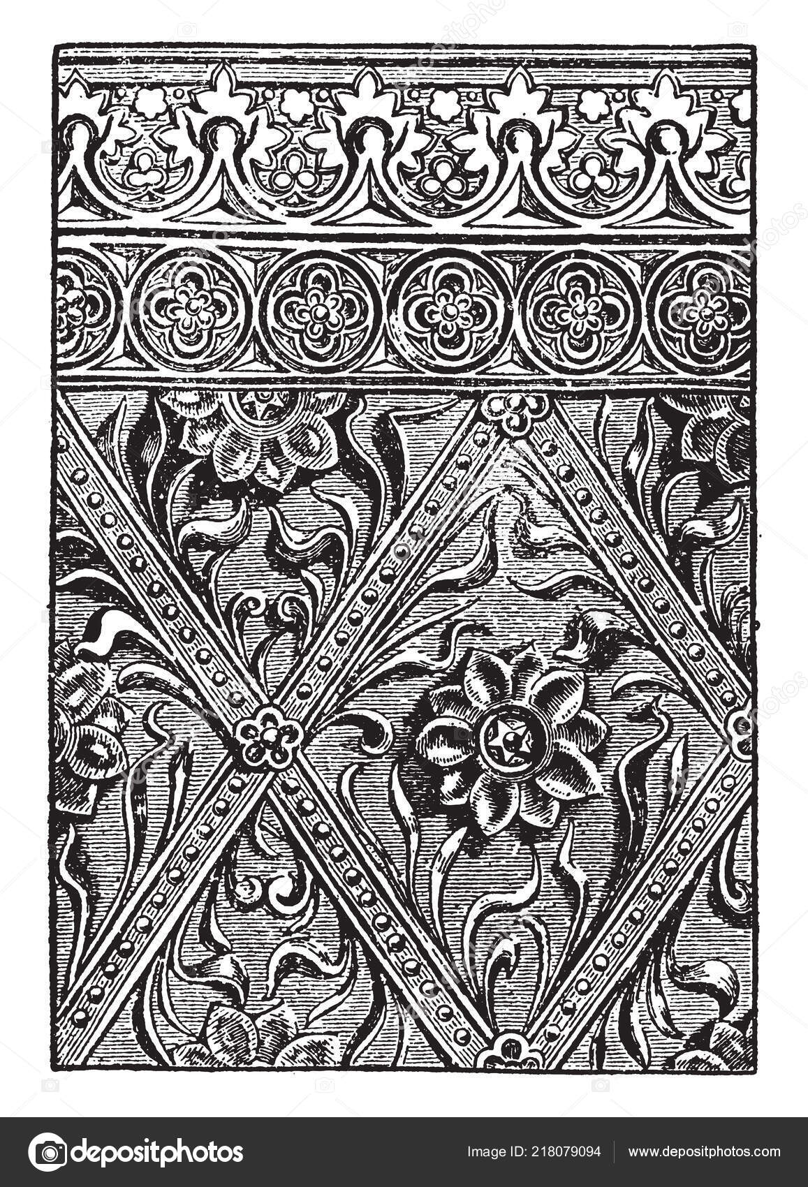 Plaster Decorated Gilding Transparent Colors Vintage Line Drawing ...