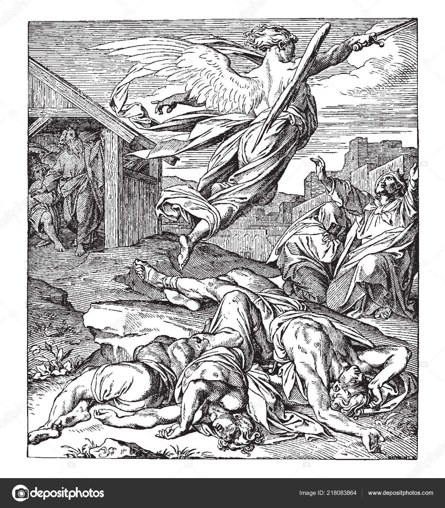 Angel Goes Forth Smite Land Scene Shows Angel Flying She Stock ...